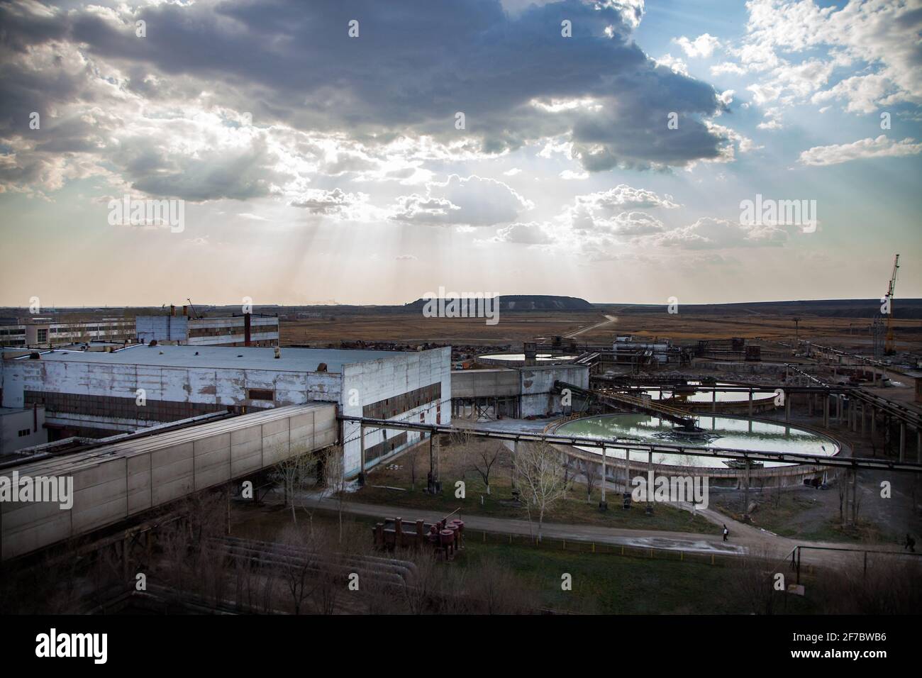Outdated Soviet mining and processing factory. Water purification plant ...