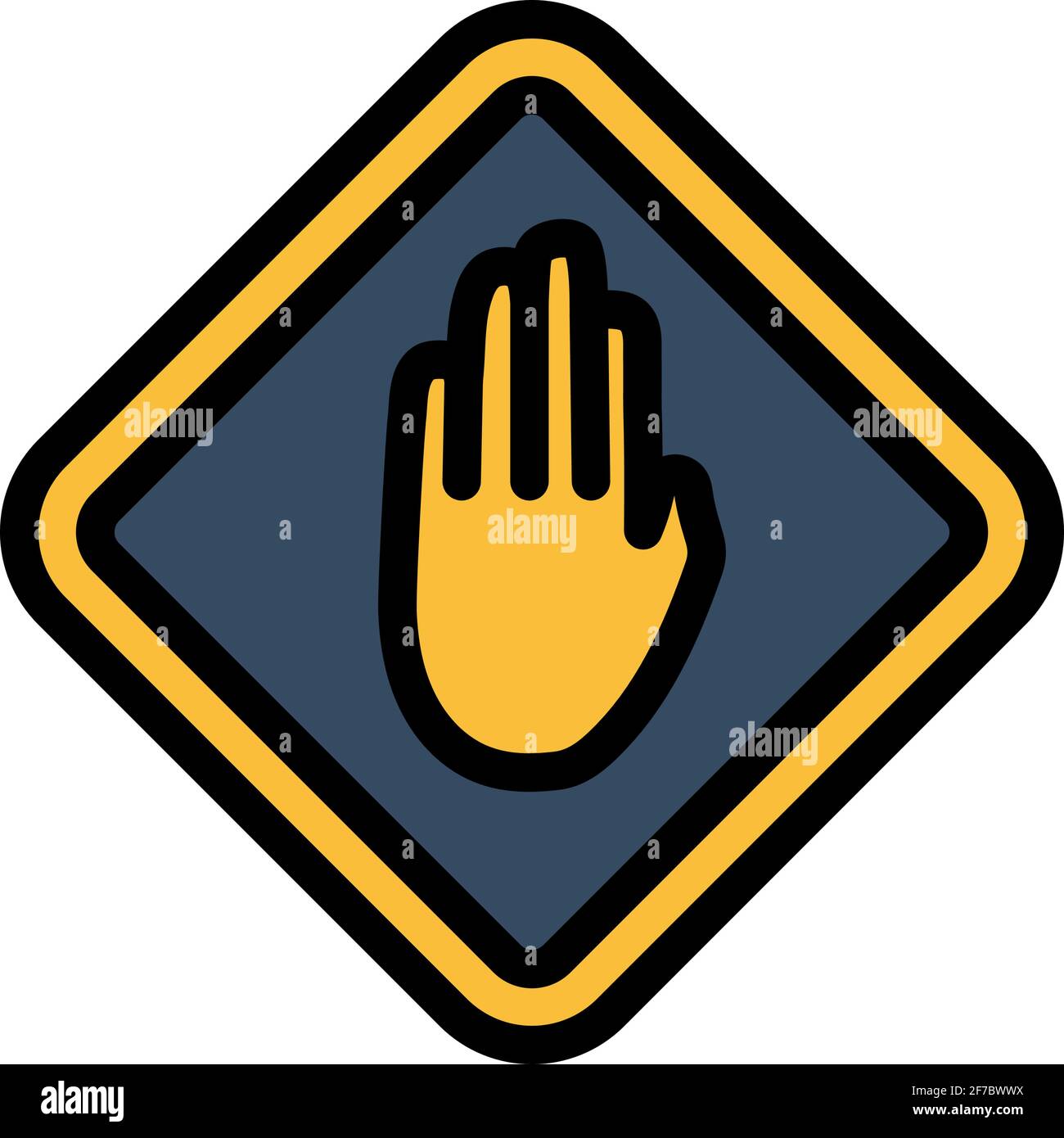 Icon Of Warning Hand. Editable Bold Outline With Color Fill Design ...