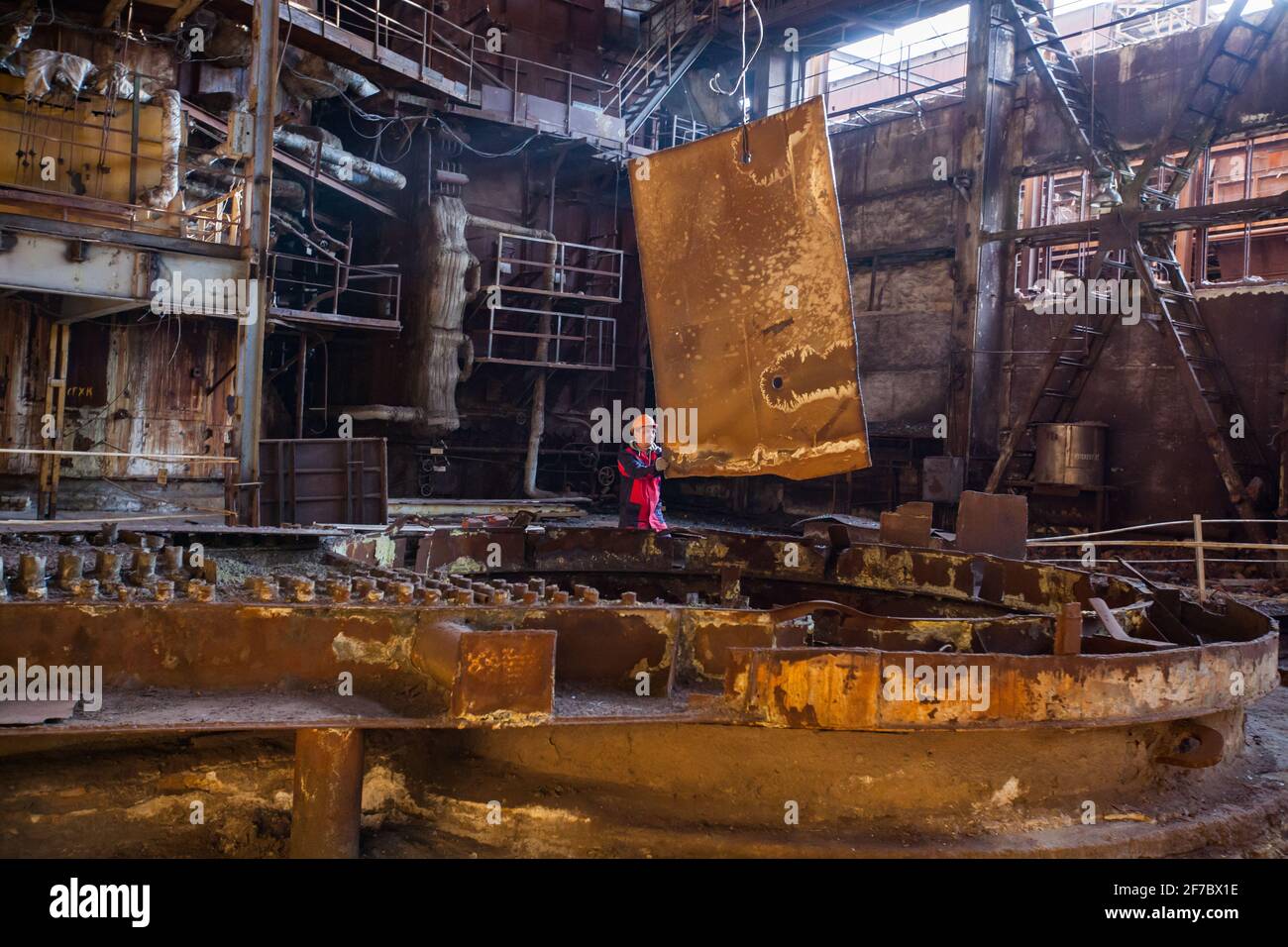 Stepnogorsk, Kazakhstan - April 04, 2012: Demolition of outdated Soviet ...