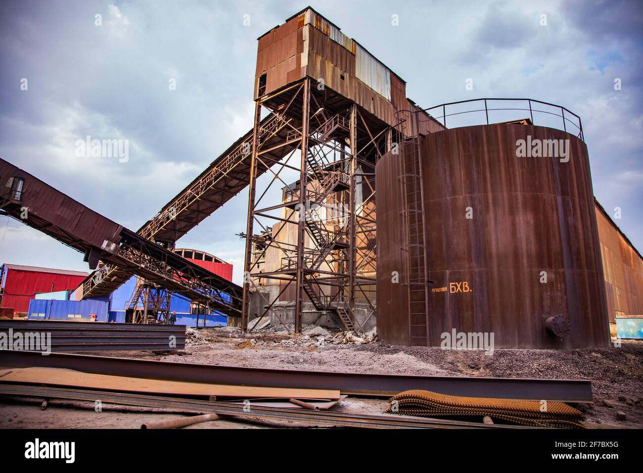 Stepnogorsk, Kazakhstan - April 04, 2012: Demolition of outdated Soviet ...