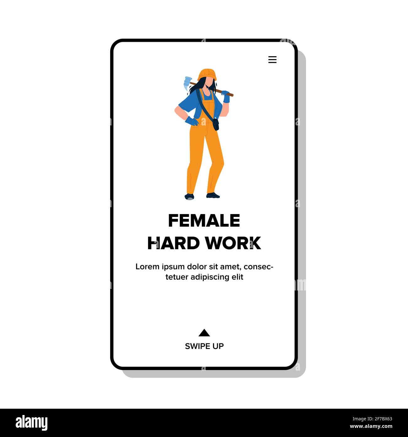 Female Hard Work On Building Or Factory Vector Stock Vector Image And Art Alamy