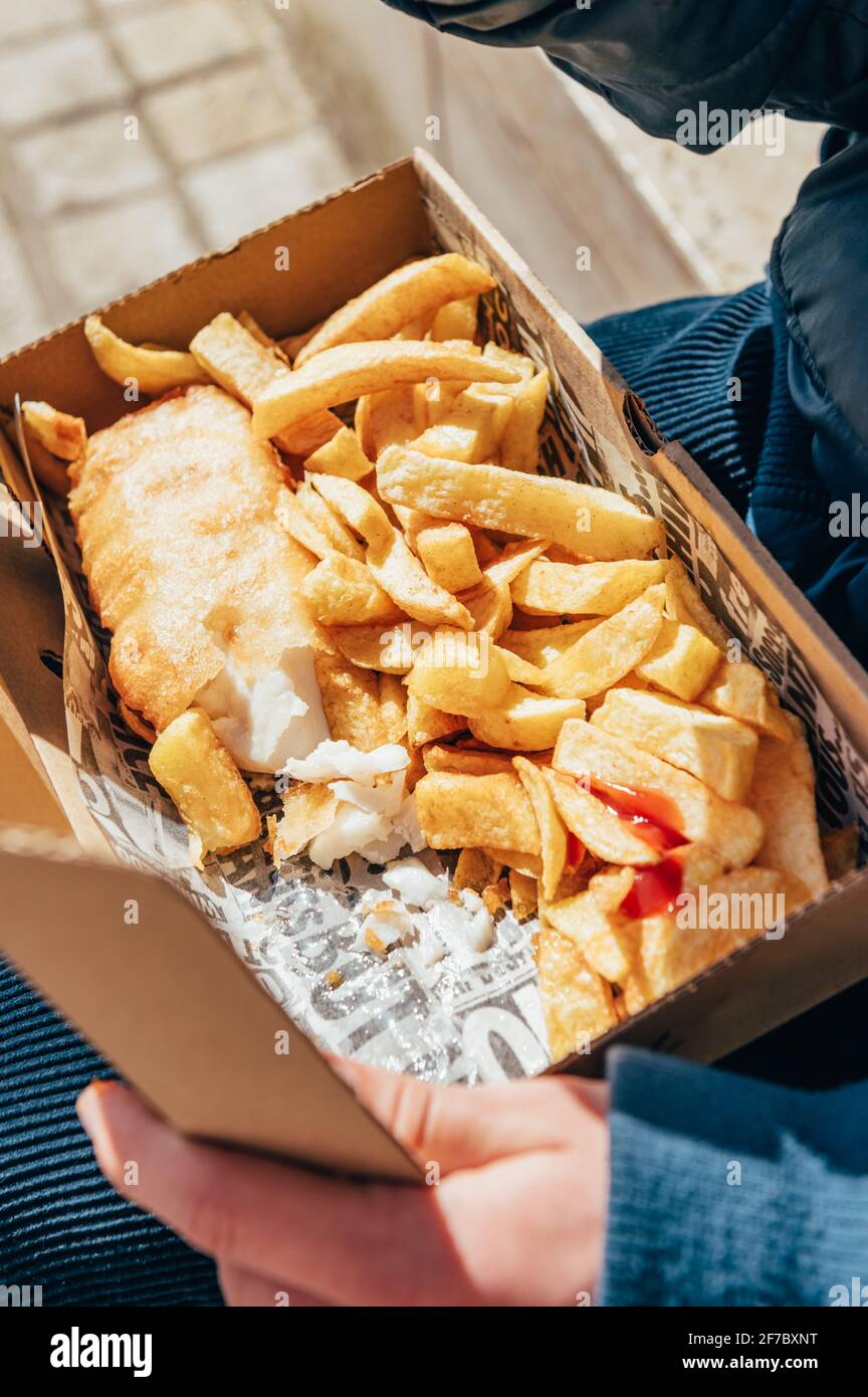 Fish and chips packaging hi-res stock photography and images - Alamy