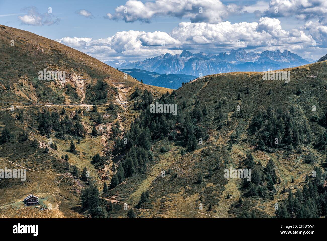 View of the Dolomites from the panoramic path to Merano 2000 in Italy ...