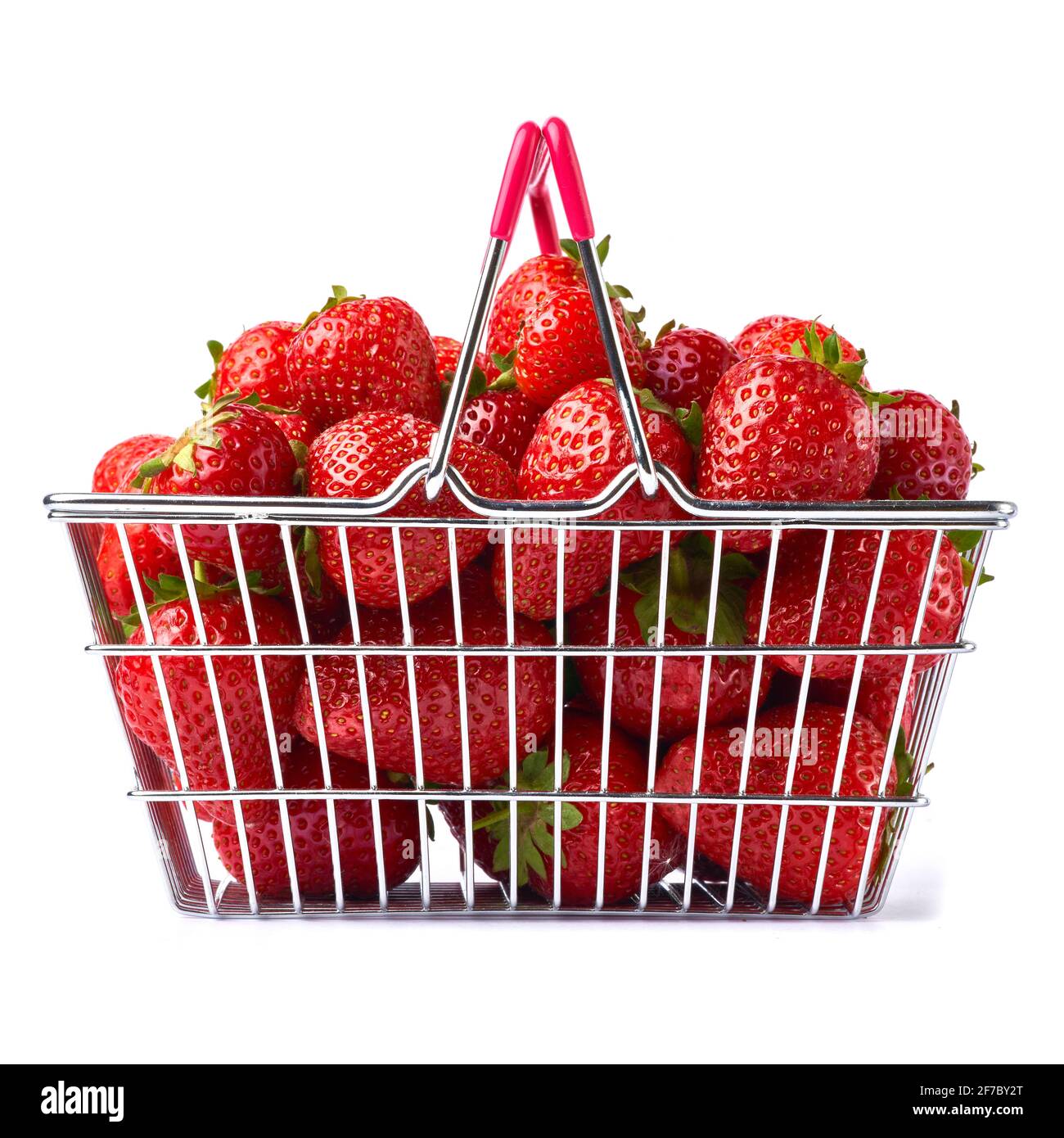 A Shopping basket full of strawberry Isolated On White background Stock ...