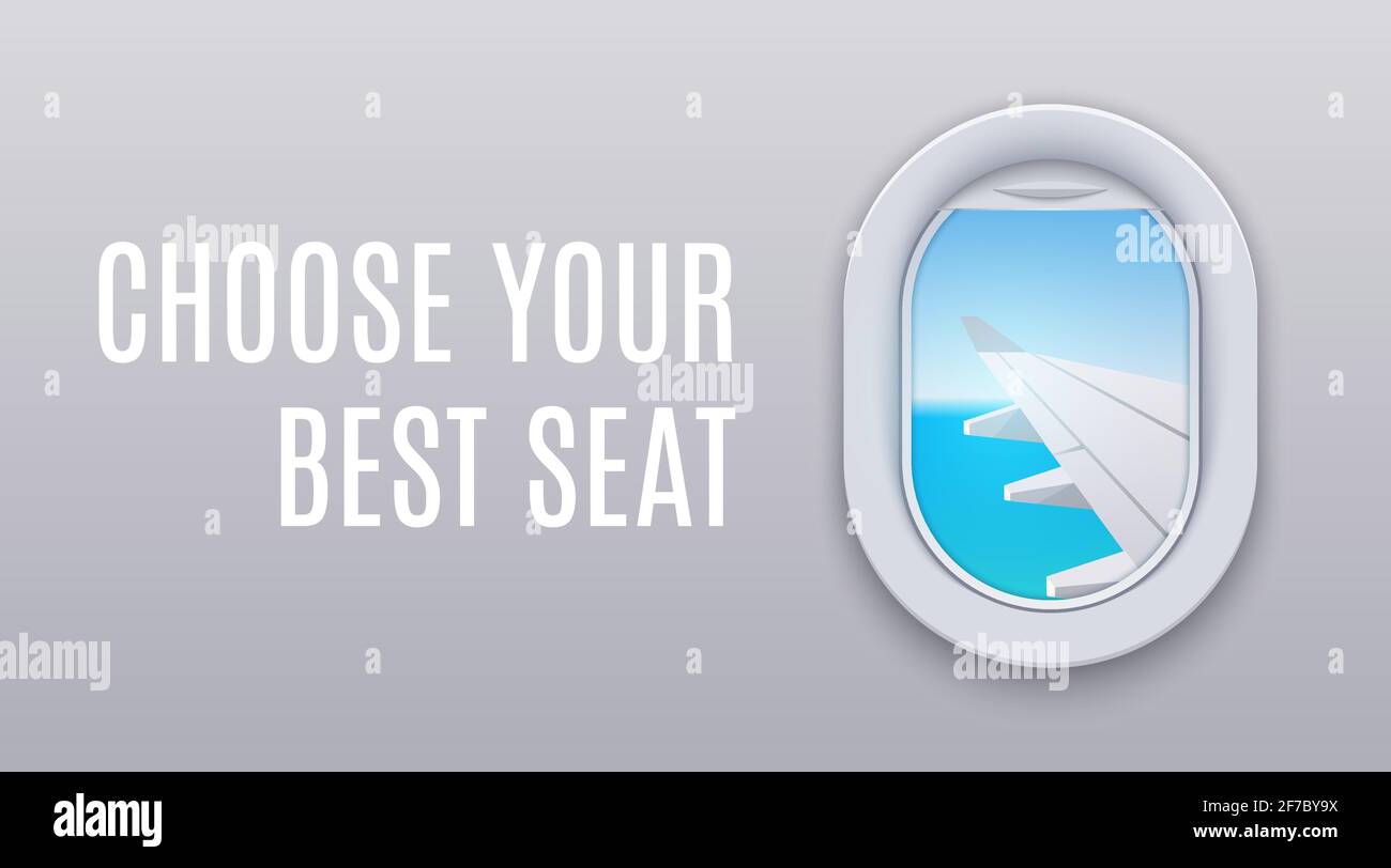 Window view plane aircraft. Plane interior travel vector flight ...