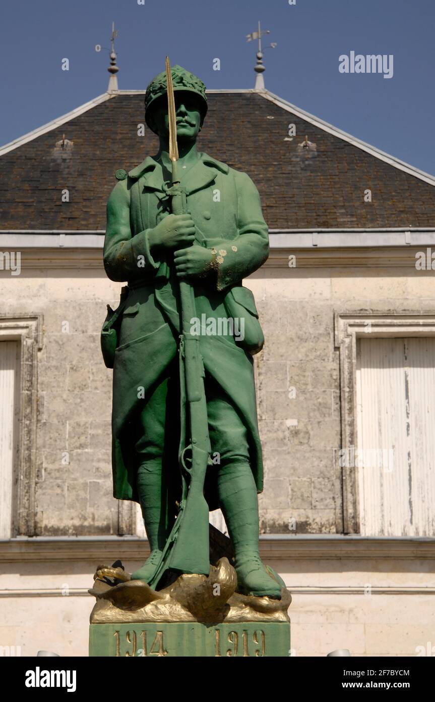 WORLD WAR I SOLDIER MONUMENT IN ST SEVERIN CHARENTE AQUITAINE FRANCE ...