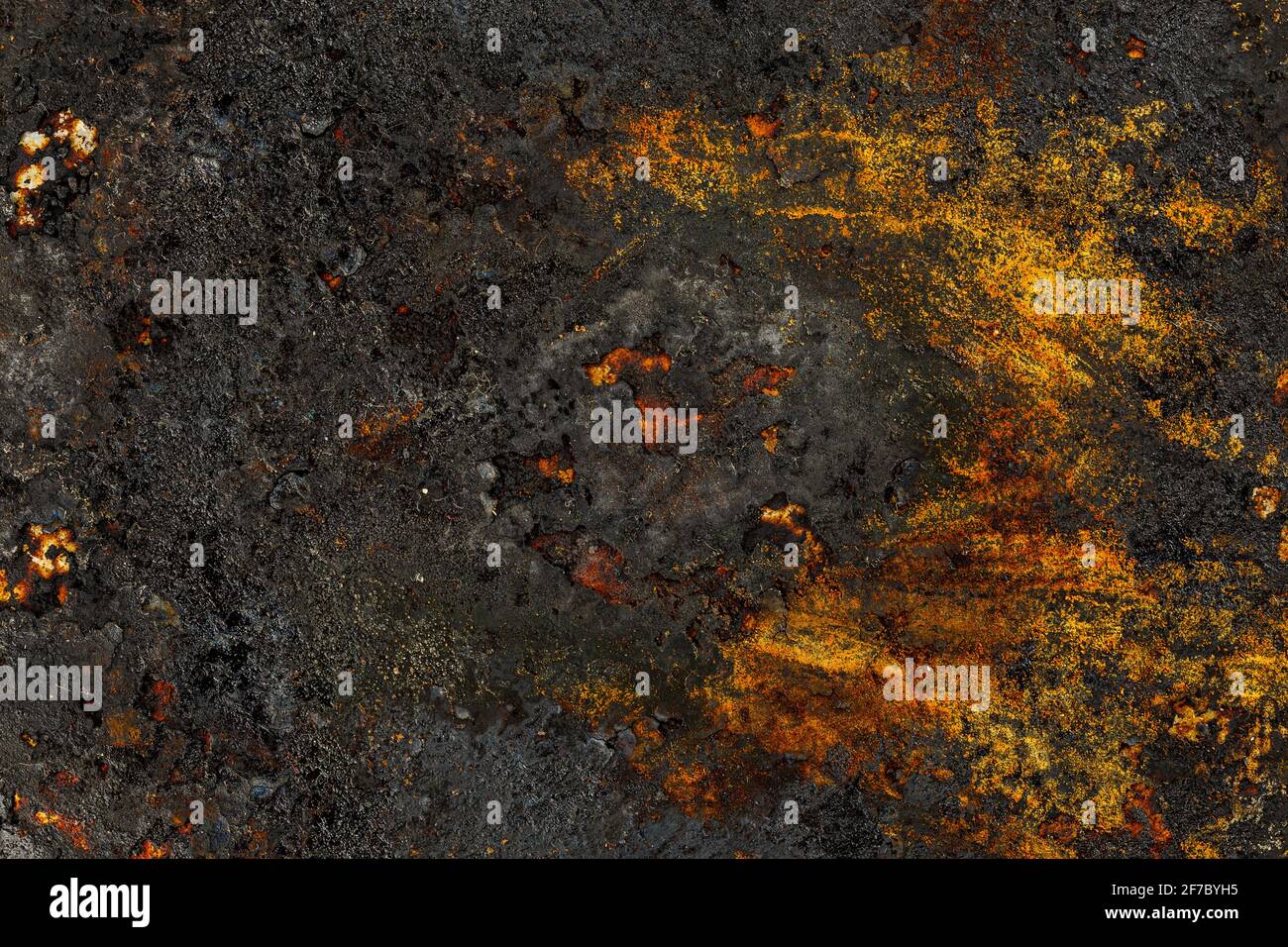 Bottom side of a cast iron pan with thicl layer of soot on it Stock ...