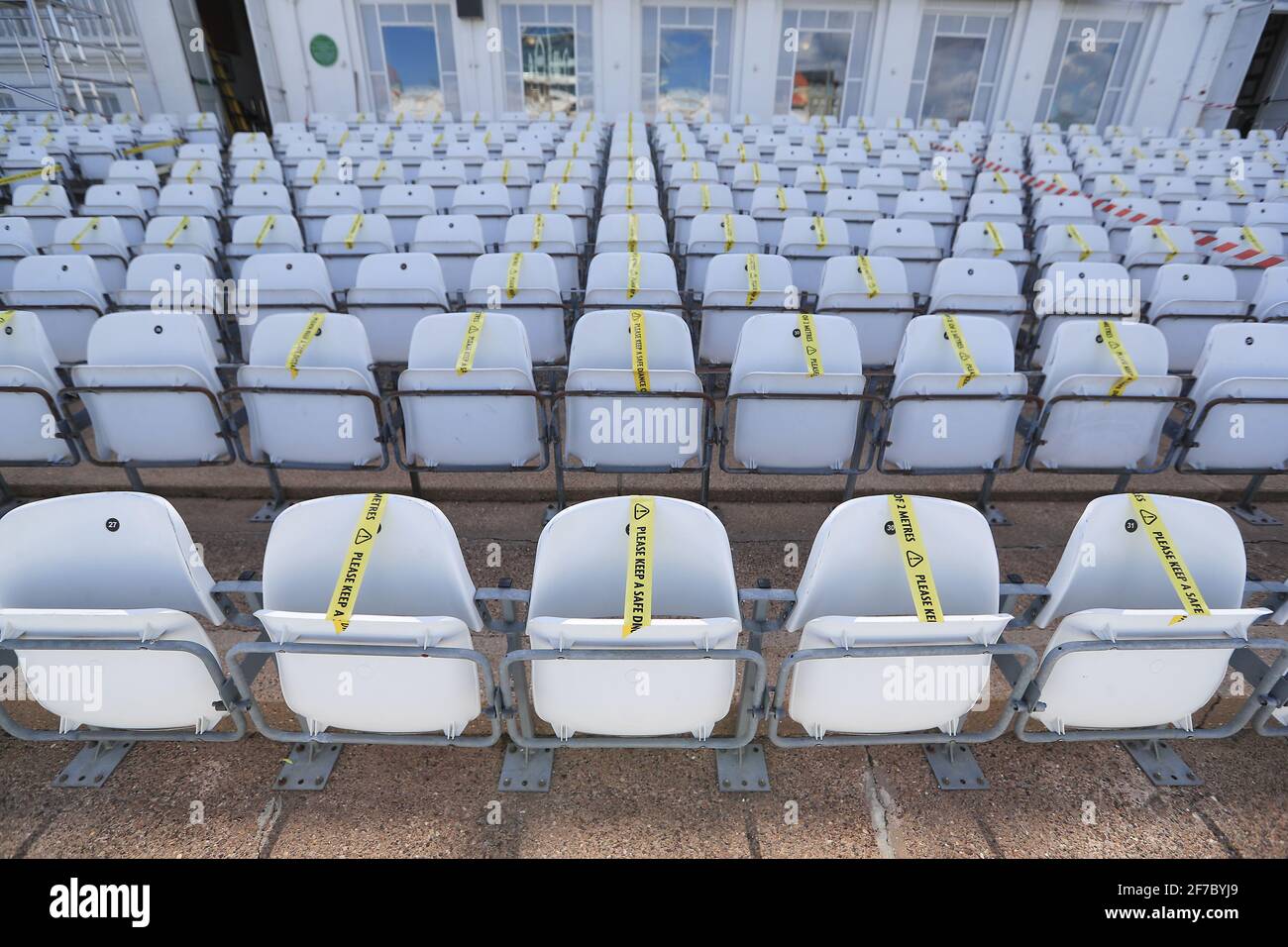 A view of taped off seating at Trent Bridge ahead of the start of the ...