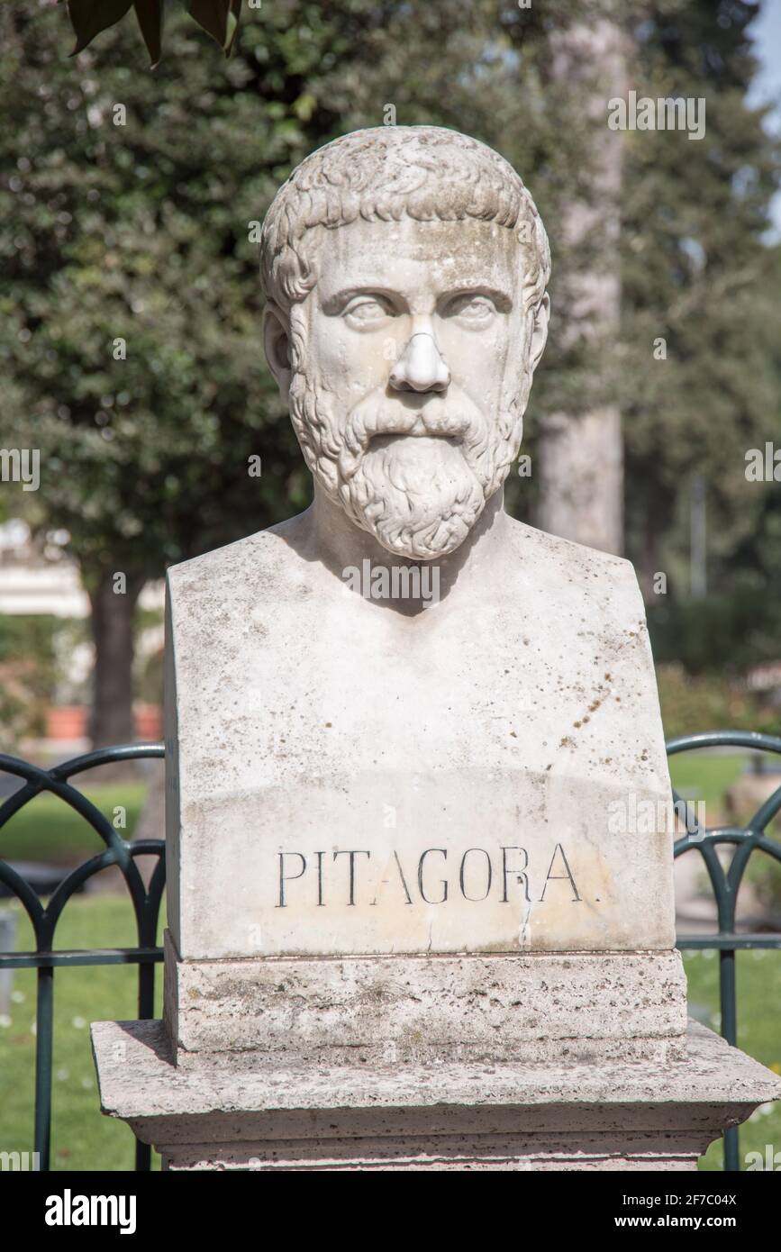 Pitagora, Bust, Statue, Pincio Villa Borghese, Rome, Lazio, Italy ...