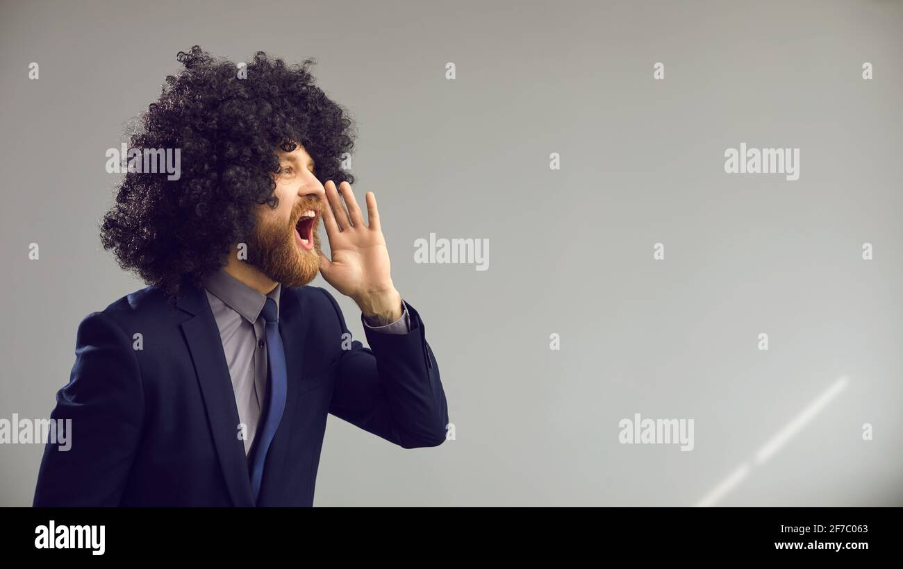 Side profile young man screaming hi-res stock photography and images ...