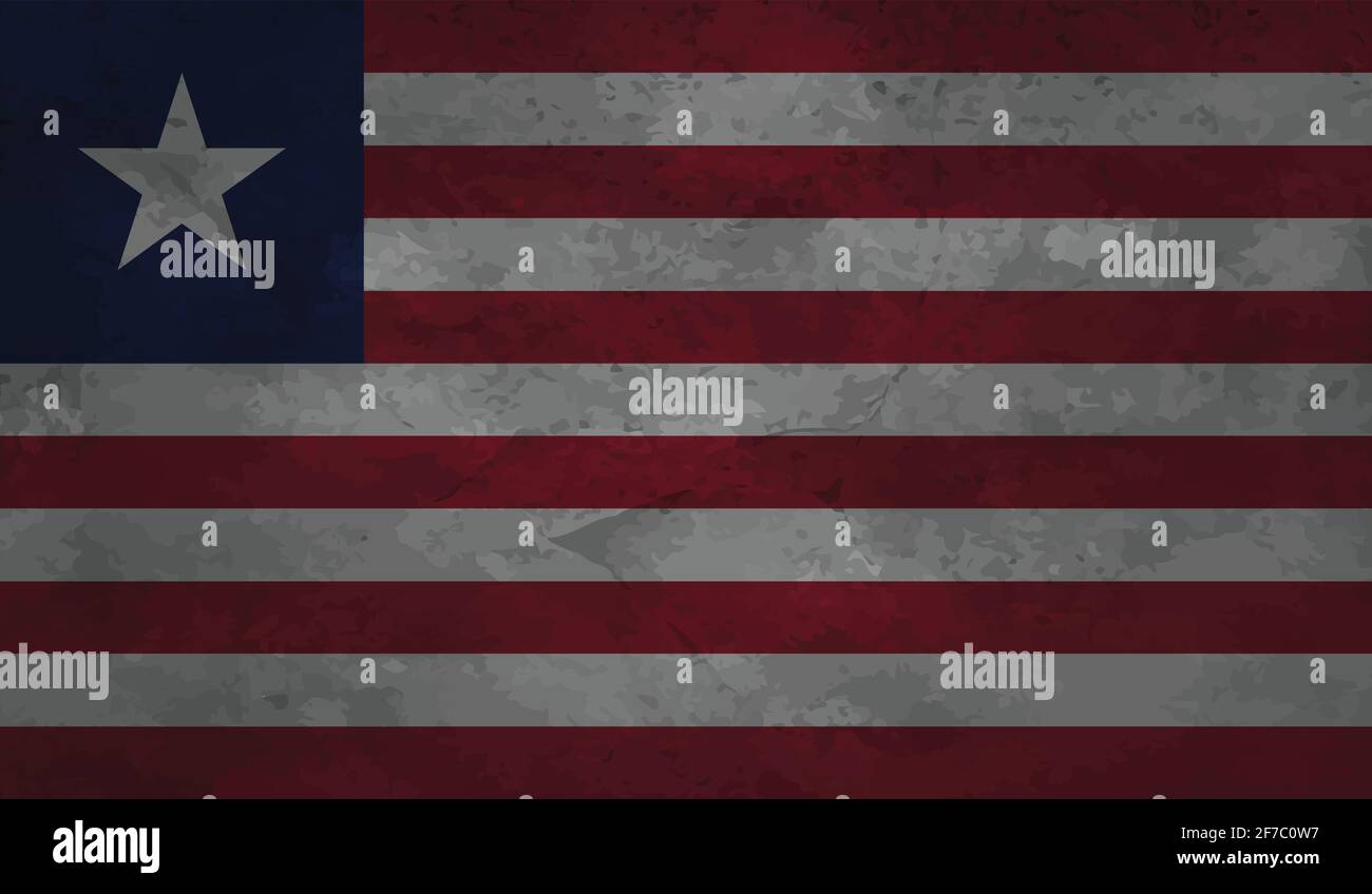 Republic of Liberia flag created in grunge paint style Stock Vector ...