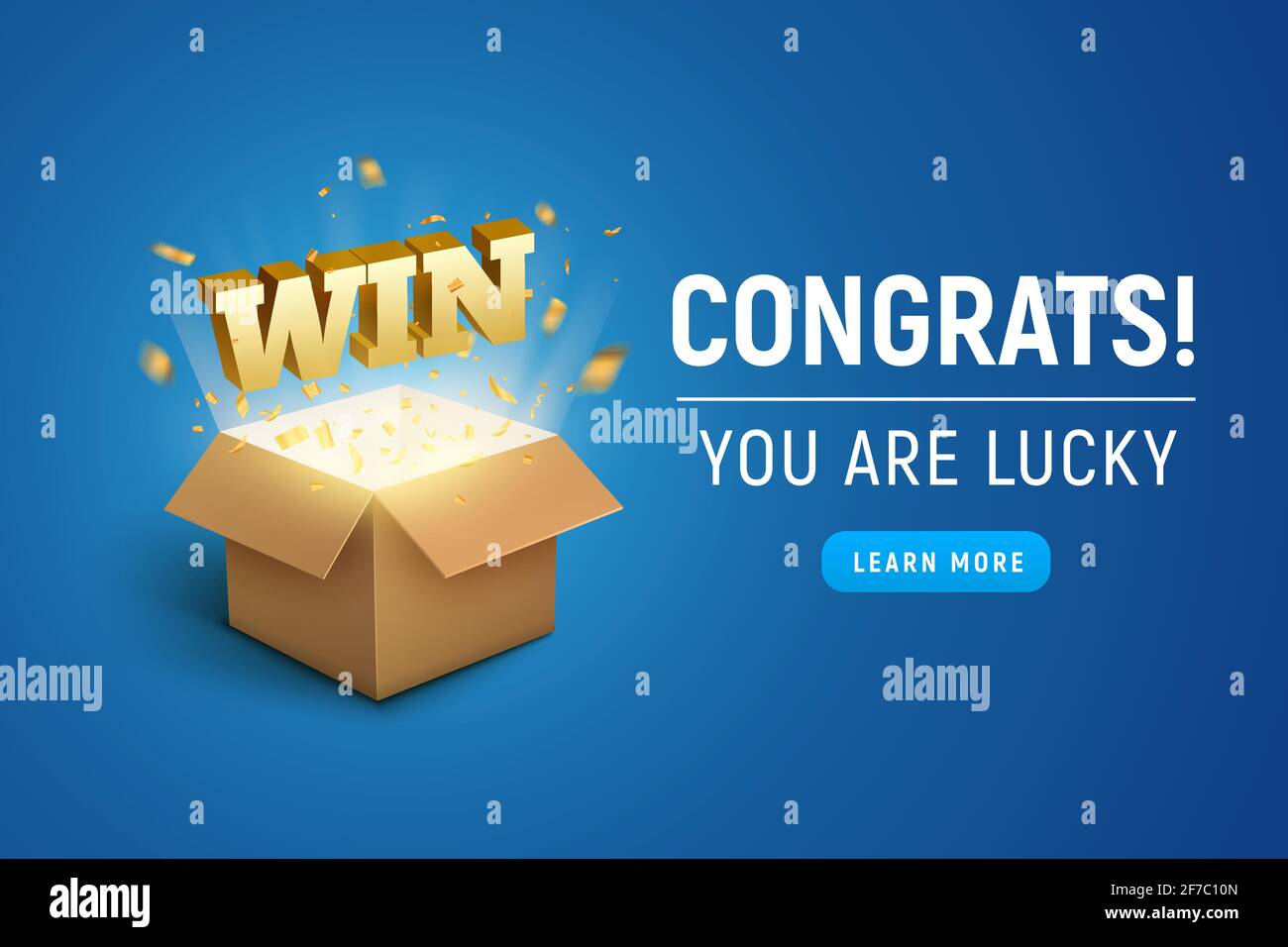 Gift prize box lottery WIN text. Magic box present for winner, enter ...