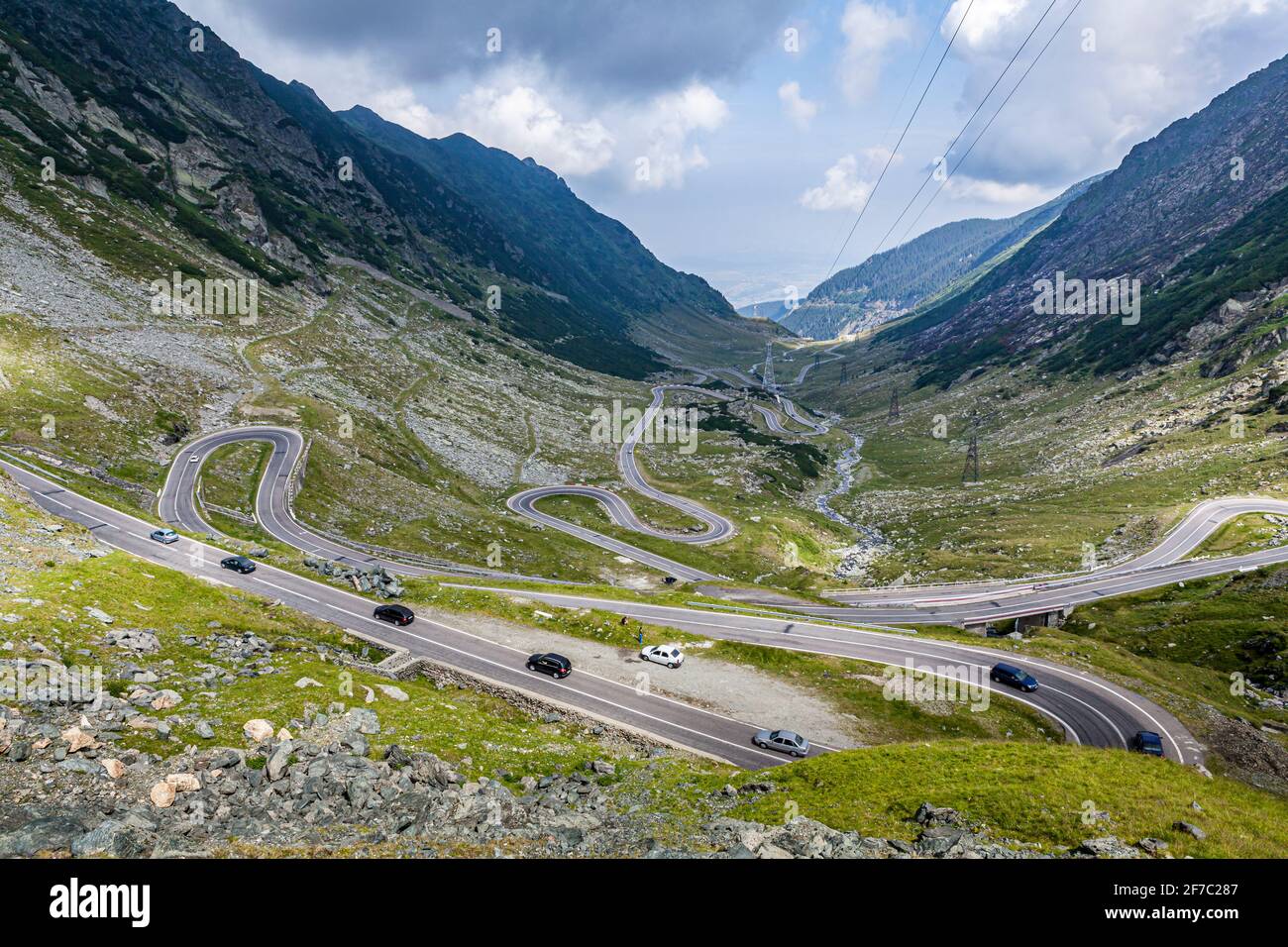 The winding Transfagarasan Highway, over the Carpathian Mountains ...