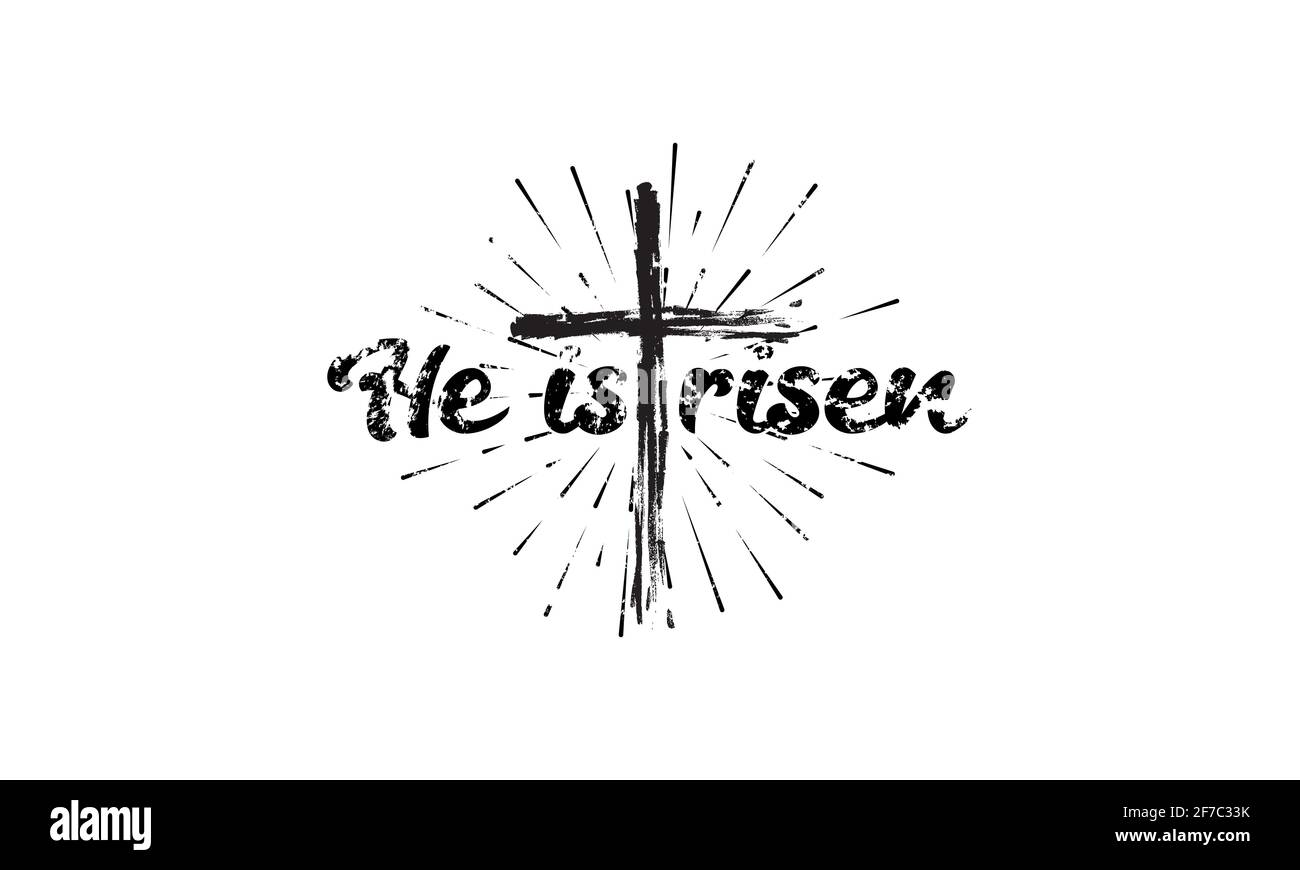 Easter. He is risen lettering. Christian typography poster. Easter ...