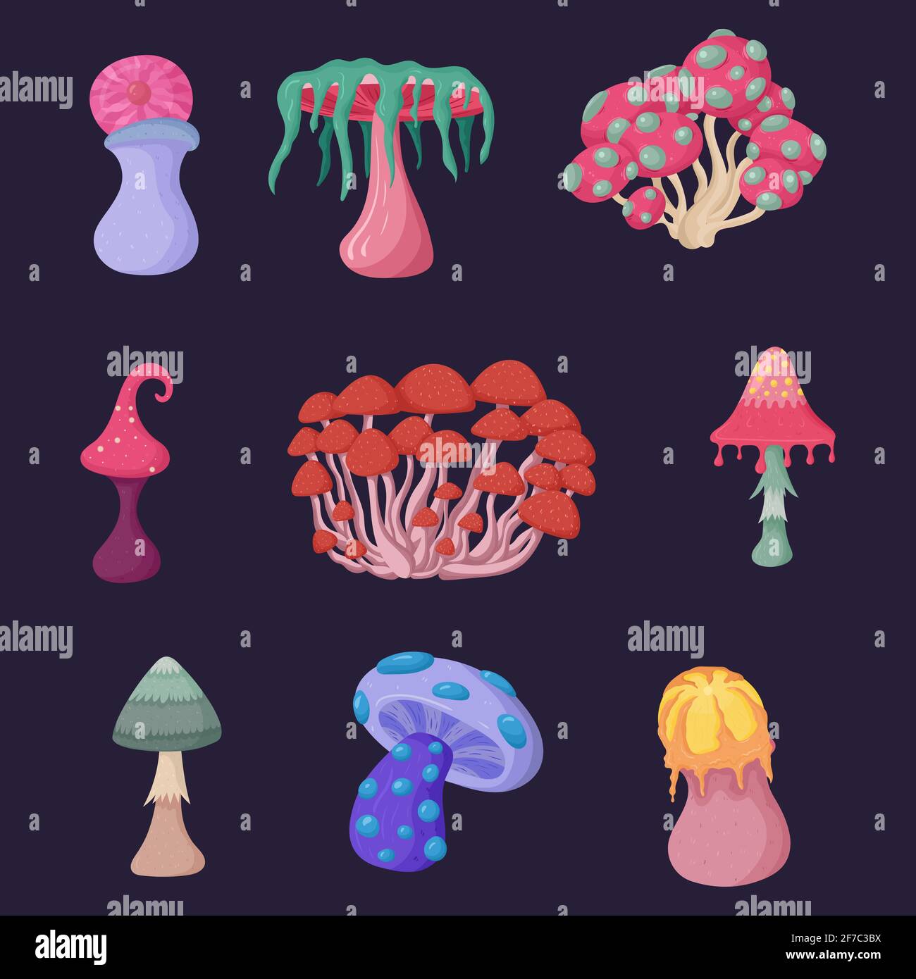 Fantasy alien mushroom set. Asset for game, set 1 Stock Vector Image ...