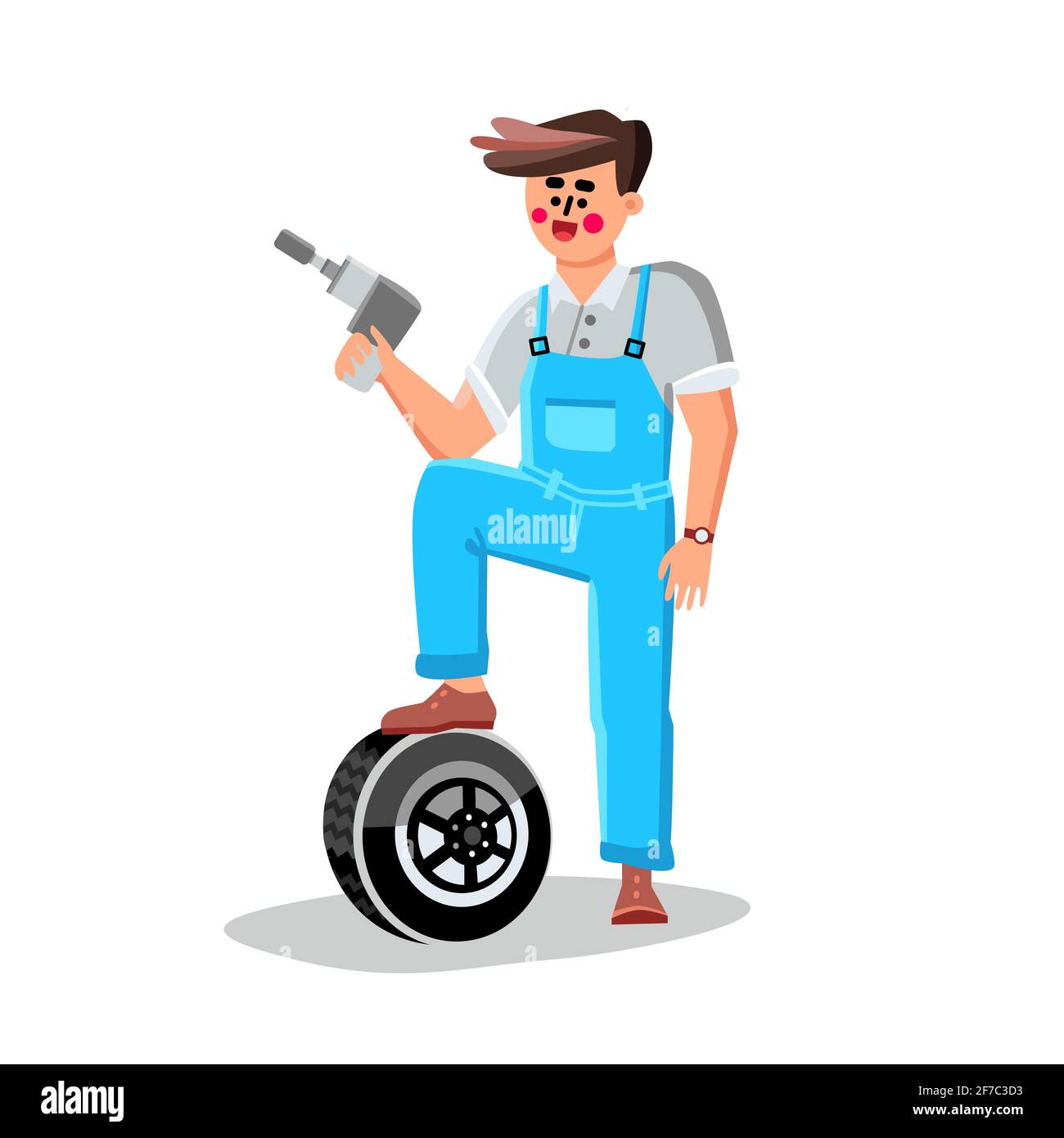 Cartoon of man fixing car hi-res stock photography and images - Alamy