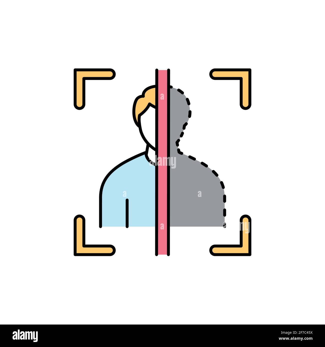 Man identification olor line icon. ID and verifying person. Pictogram ...