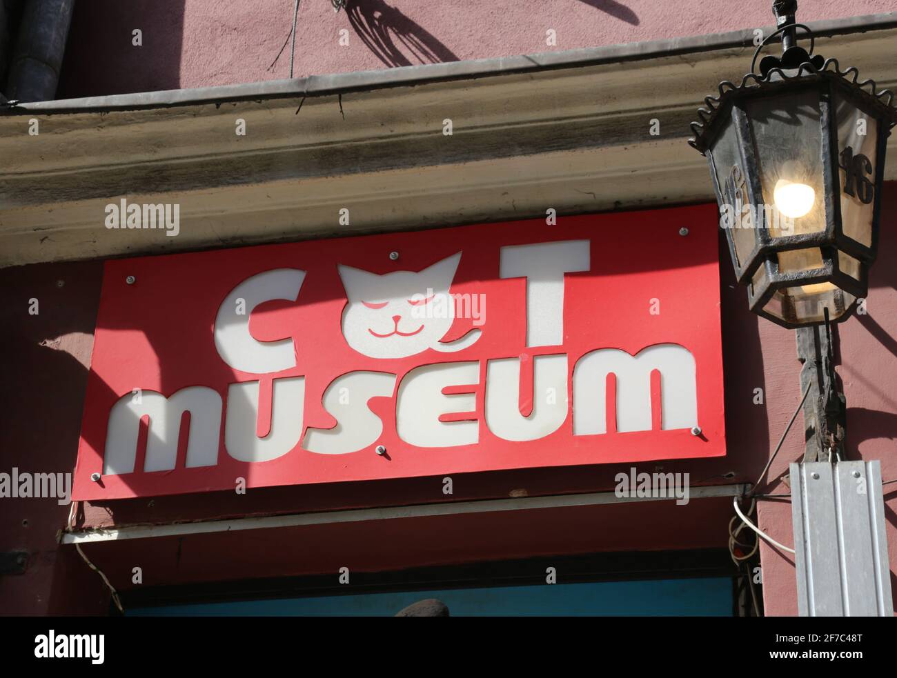 Cracow. Krakow. Poland. Cat museum signboard over the entrance Stock ...