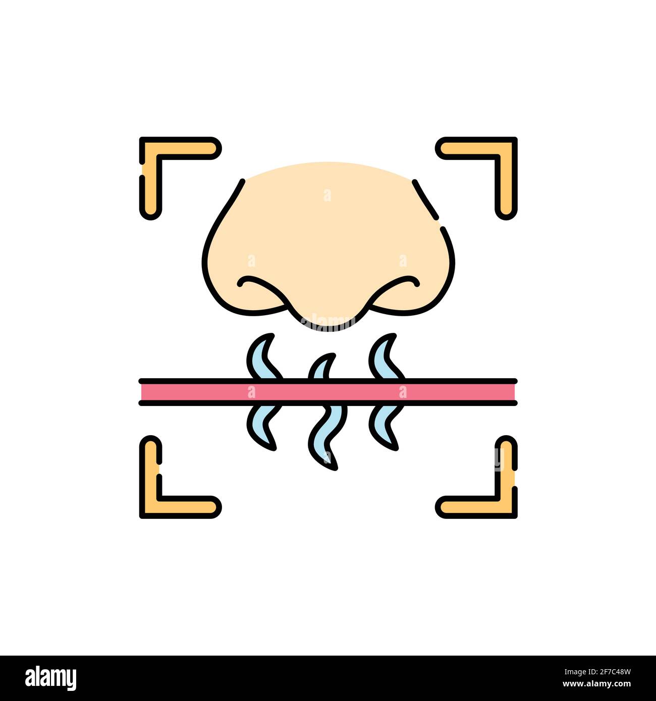 Smell identification olor line icon. ID and verifying person. Pictogram ...