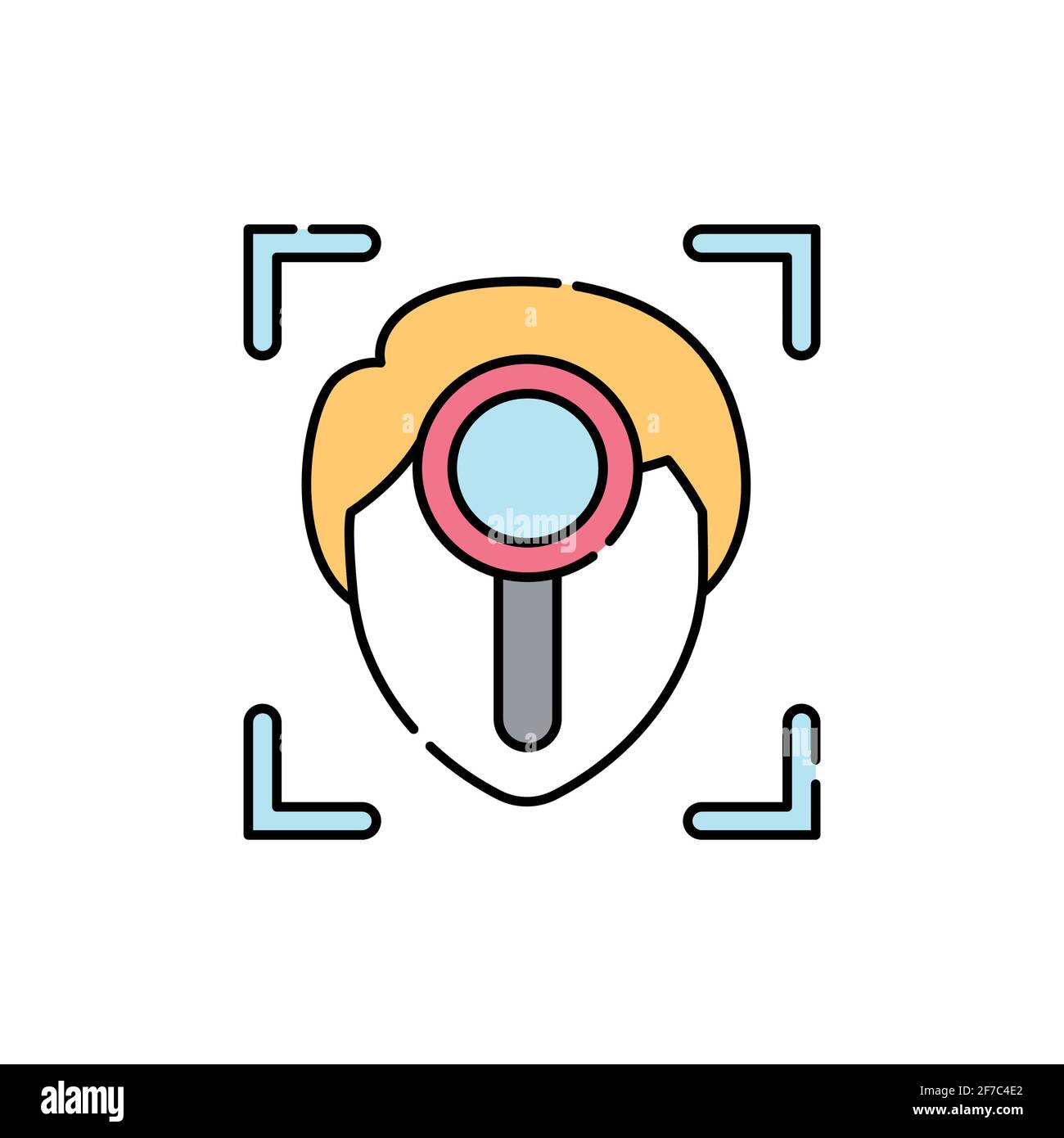Face identification olor line icon. ID and verifying person. Pictogram ...