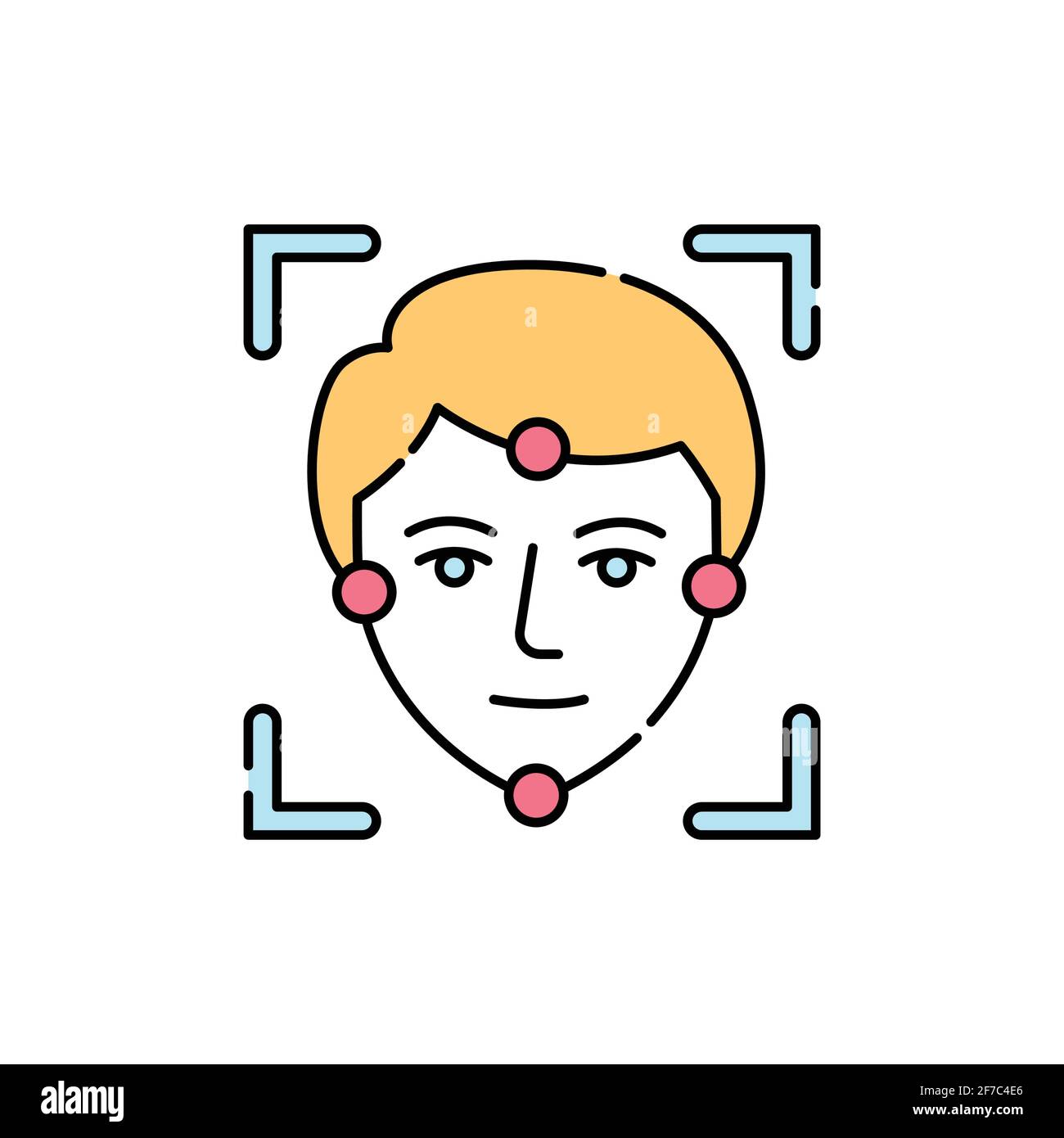 Face identification olor line icon. ID and verifying person. Pictogram ...