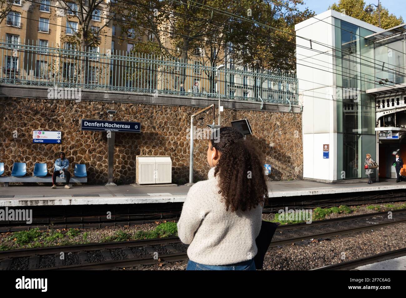 PARIS, FRANCE - OCTOBER 26, 2019: People waiting to suburban RER B ...