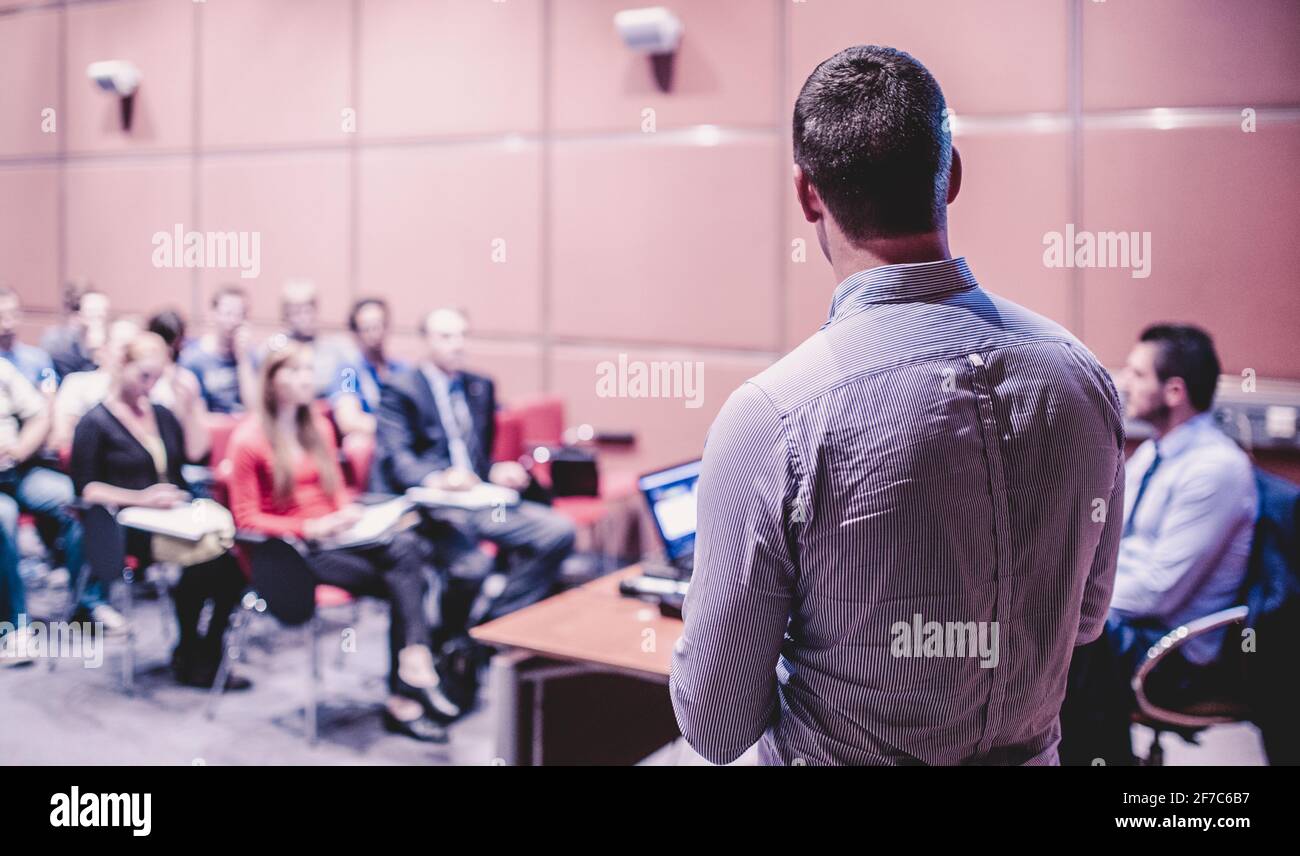 Speaker Giving a Talk at Business Conference and Presentation Stock ...