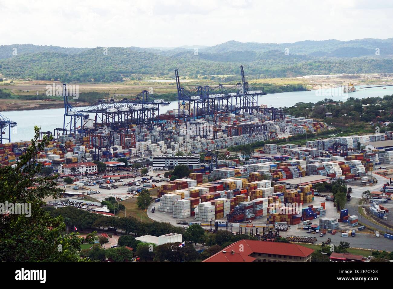 Balboa Port Panama Port at the entrance of the Panama Canal Central ...