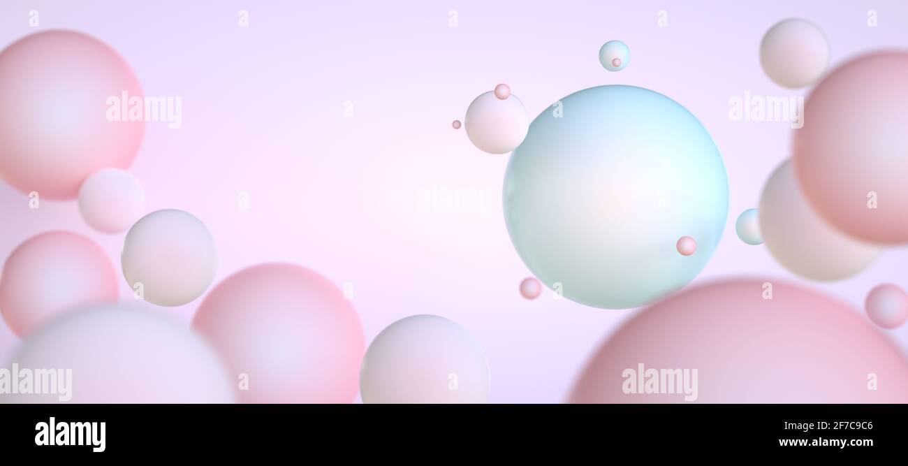 Abstract background of balls or spheres in pastel colors. 3D ...