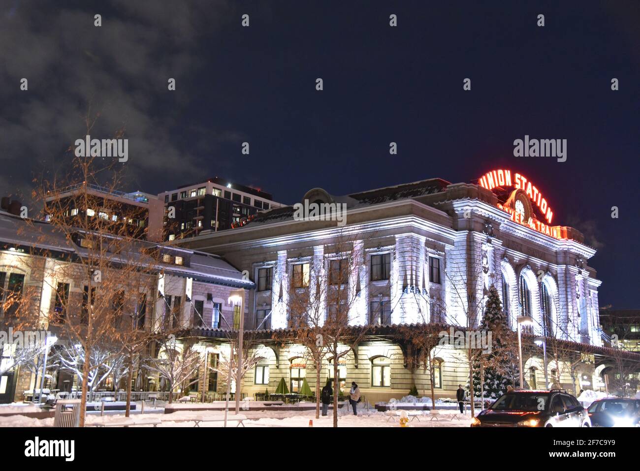 Denver downtown street view night hi-res stock photography and images ...