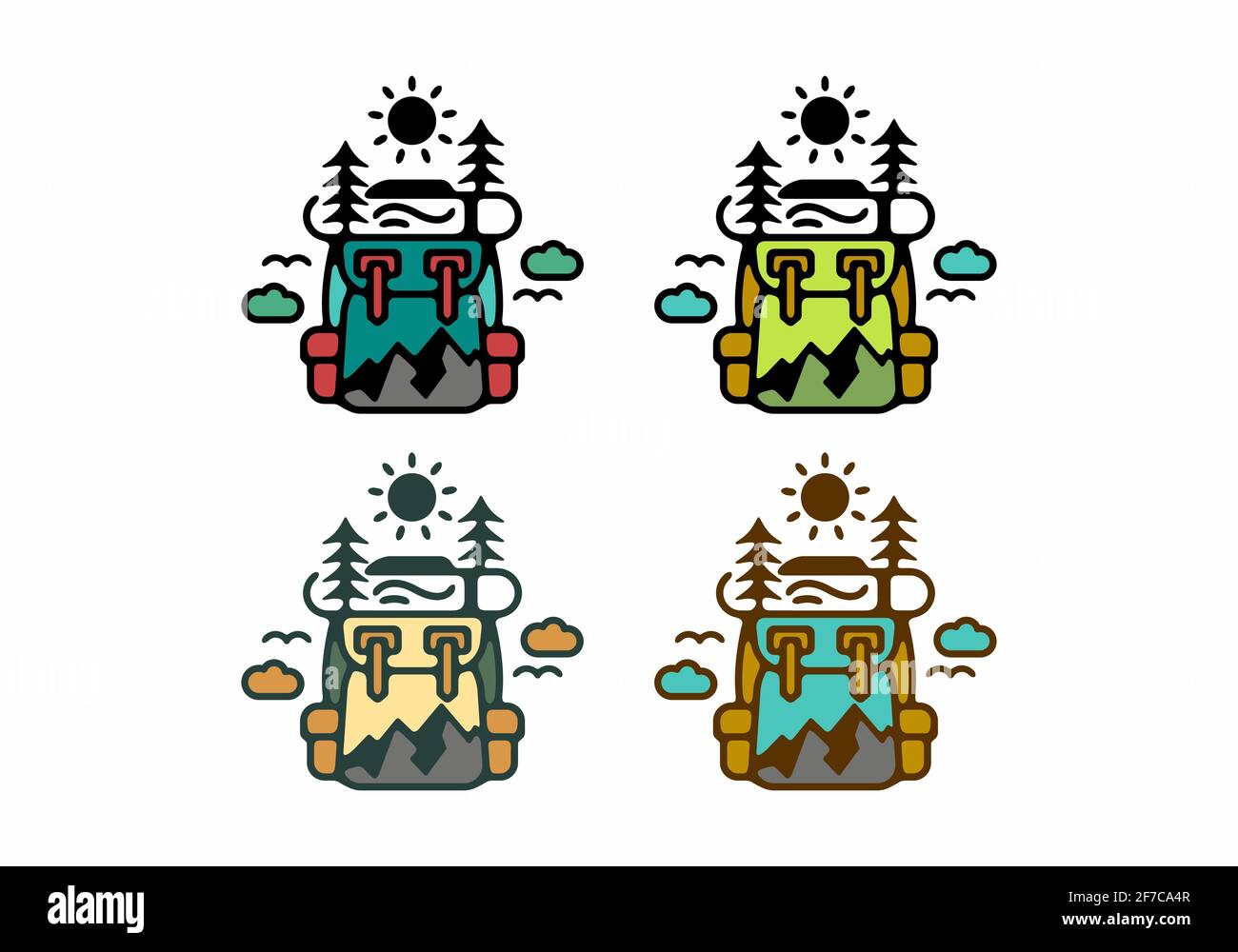 Female tourist hiking mountain Stock Vector Images - Alamy