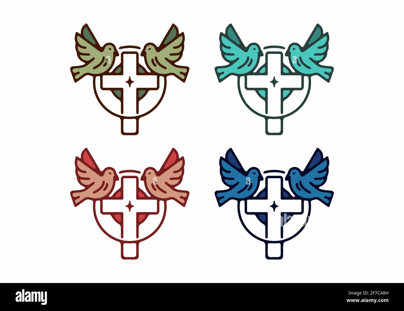 Colorful bird and Cross vintage illustration design Stock Vector Image ...