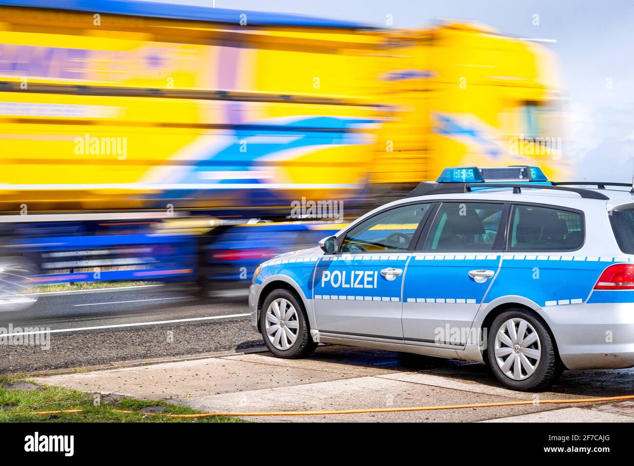 Leer, Germany. 06th Apr, 2021. A police patrol vehicle is parked at the ...