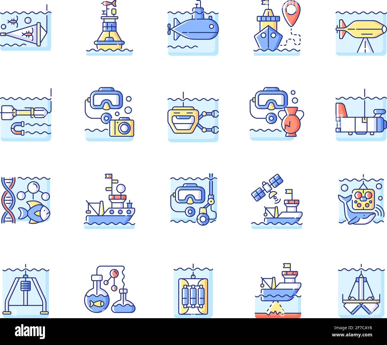 Marine exploration RGB color icons set Stock Vector Image & Art - Alamy