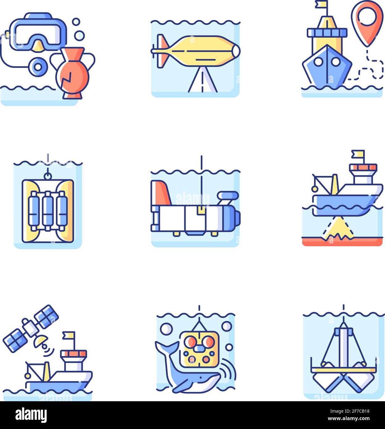 Marine exploration RGB color icons set Stock Vector Image & Art - Alamy