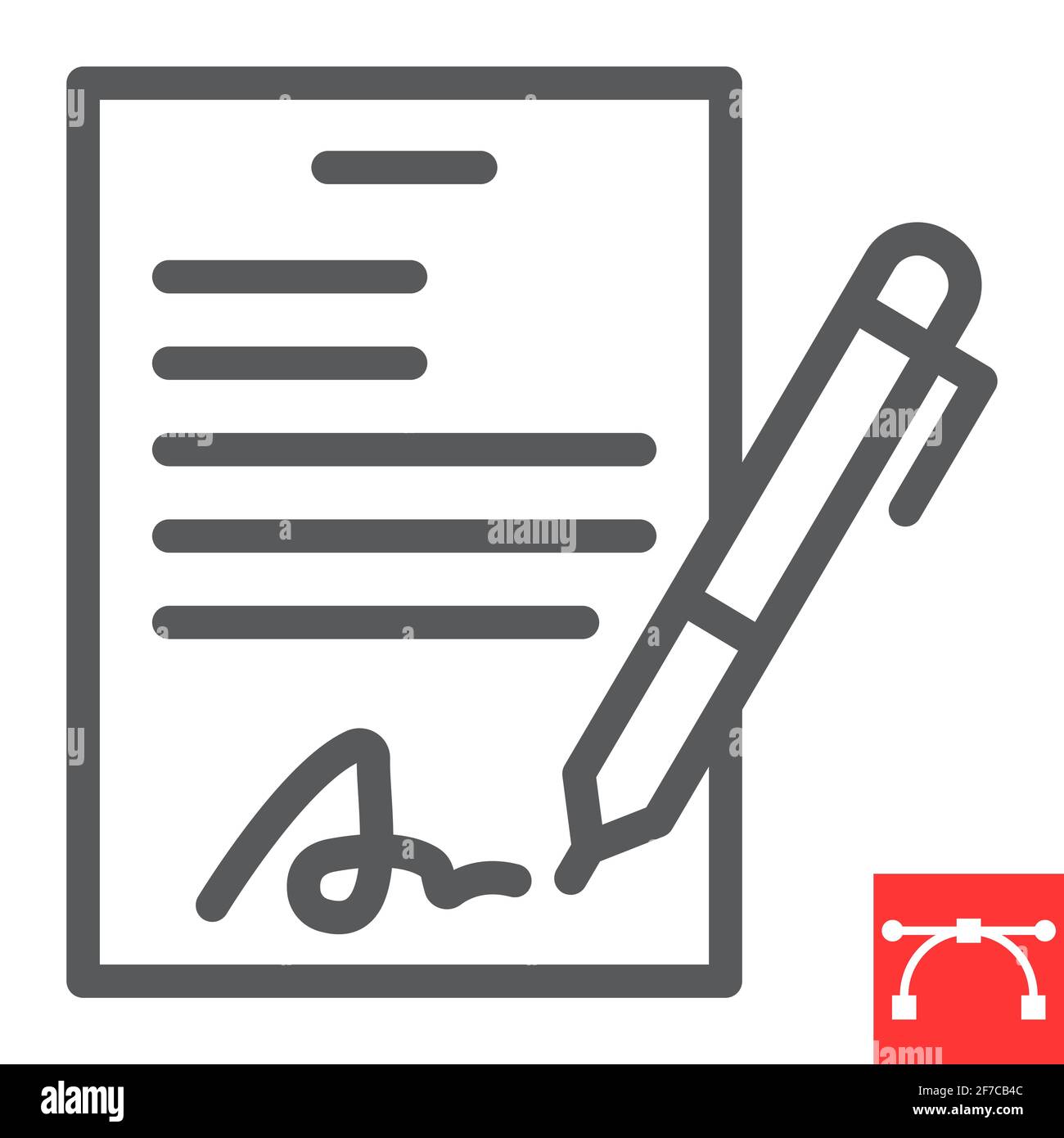 Contract Line Icon Document With Pen And Form Signature Vector Icon