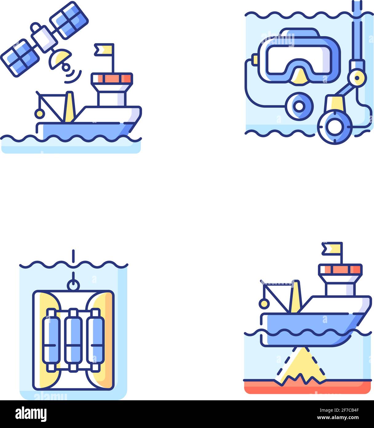 Marine exploration RGB color icons set Stock Vector Image & Art - Alamy