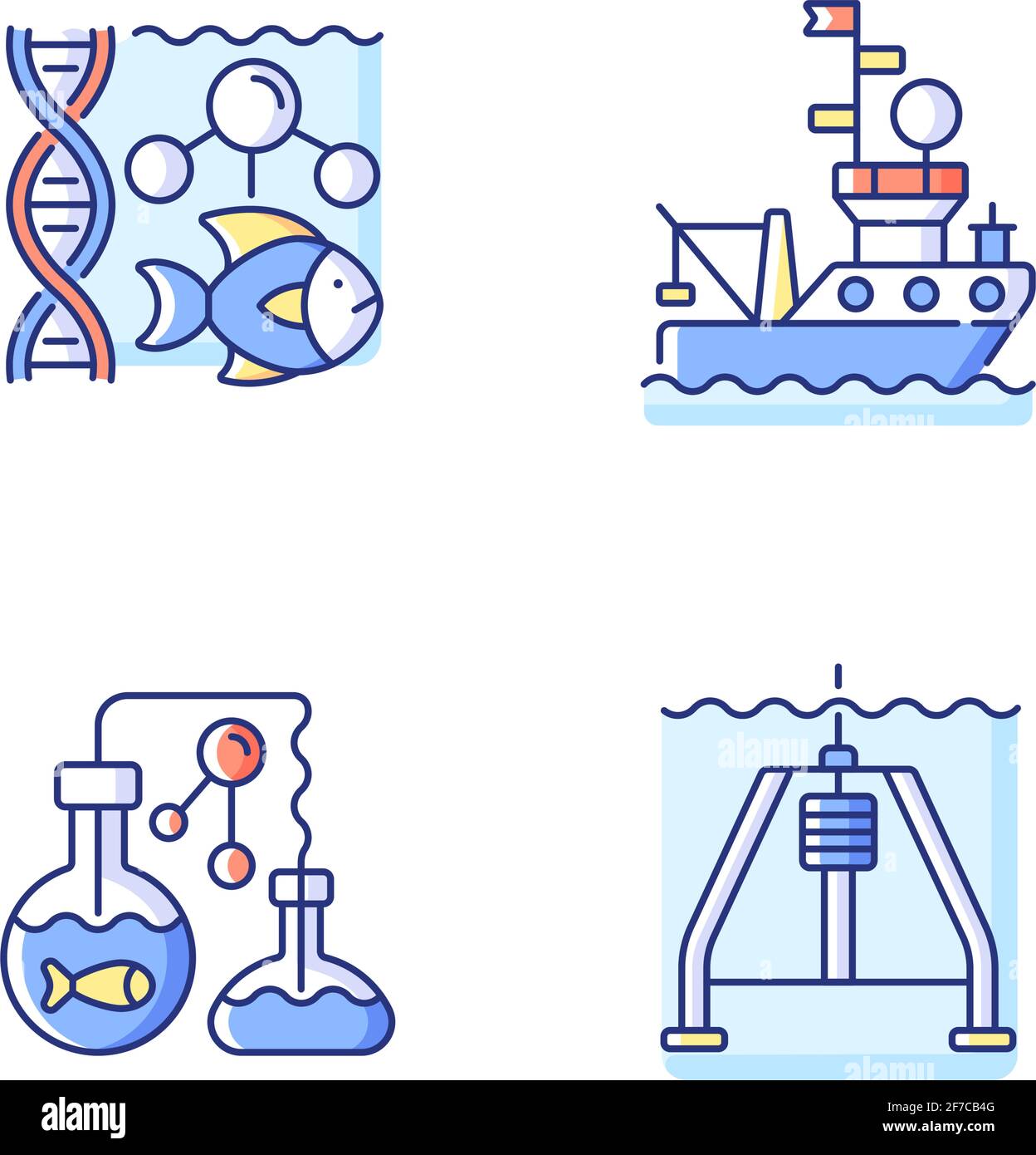 Marine exploration RGB color icons set Stock Vector Image & Art - Alamy