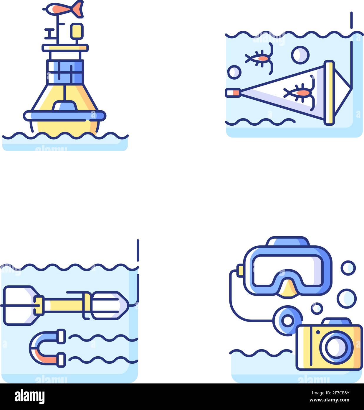 Marine exploration RGB color icons set Stock Vector Image & Art - Alamy