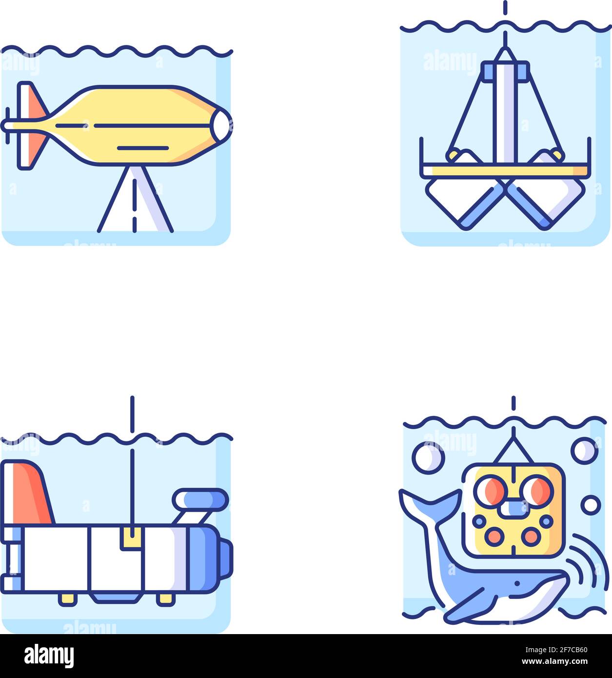 Marine exploration RGB color icons set Stock Vector Image & Art - Alamy