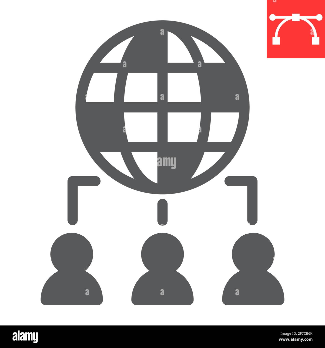 Outsourcing glyph icon, global and teamwork, outsource vector icon, vector graphics, editable ...