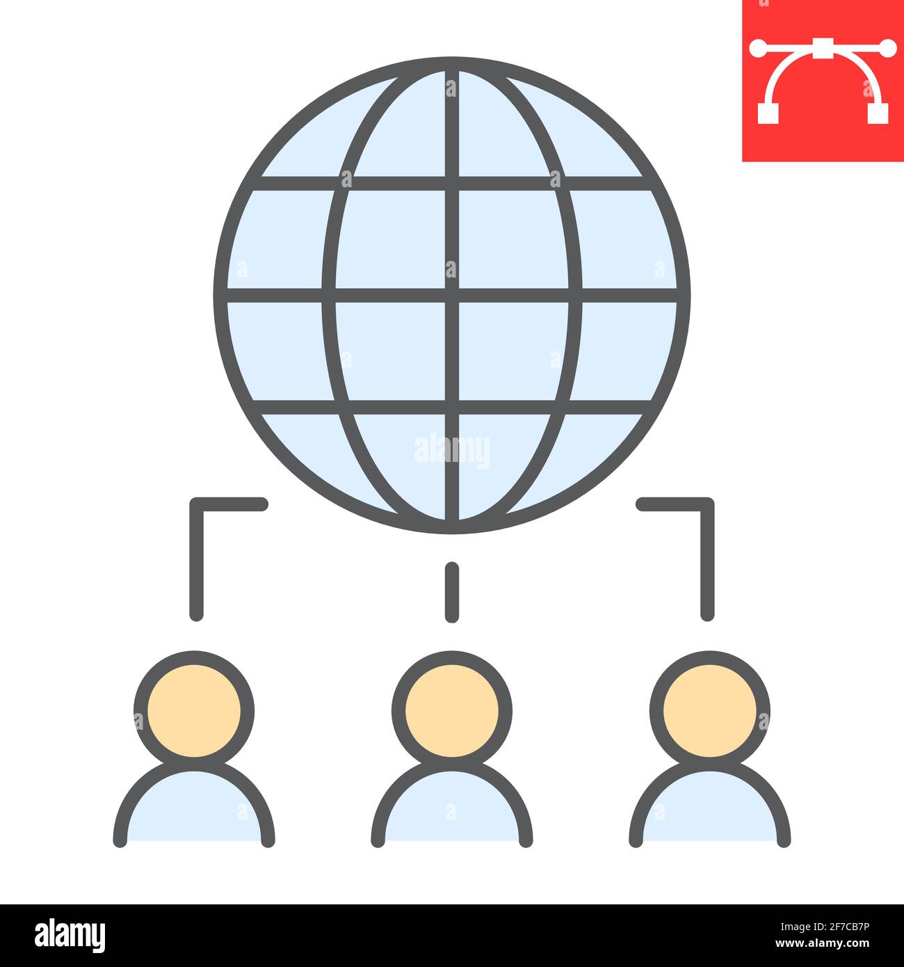 Outsourcing color line icon, global and teamwork, outsource vector icon ...