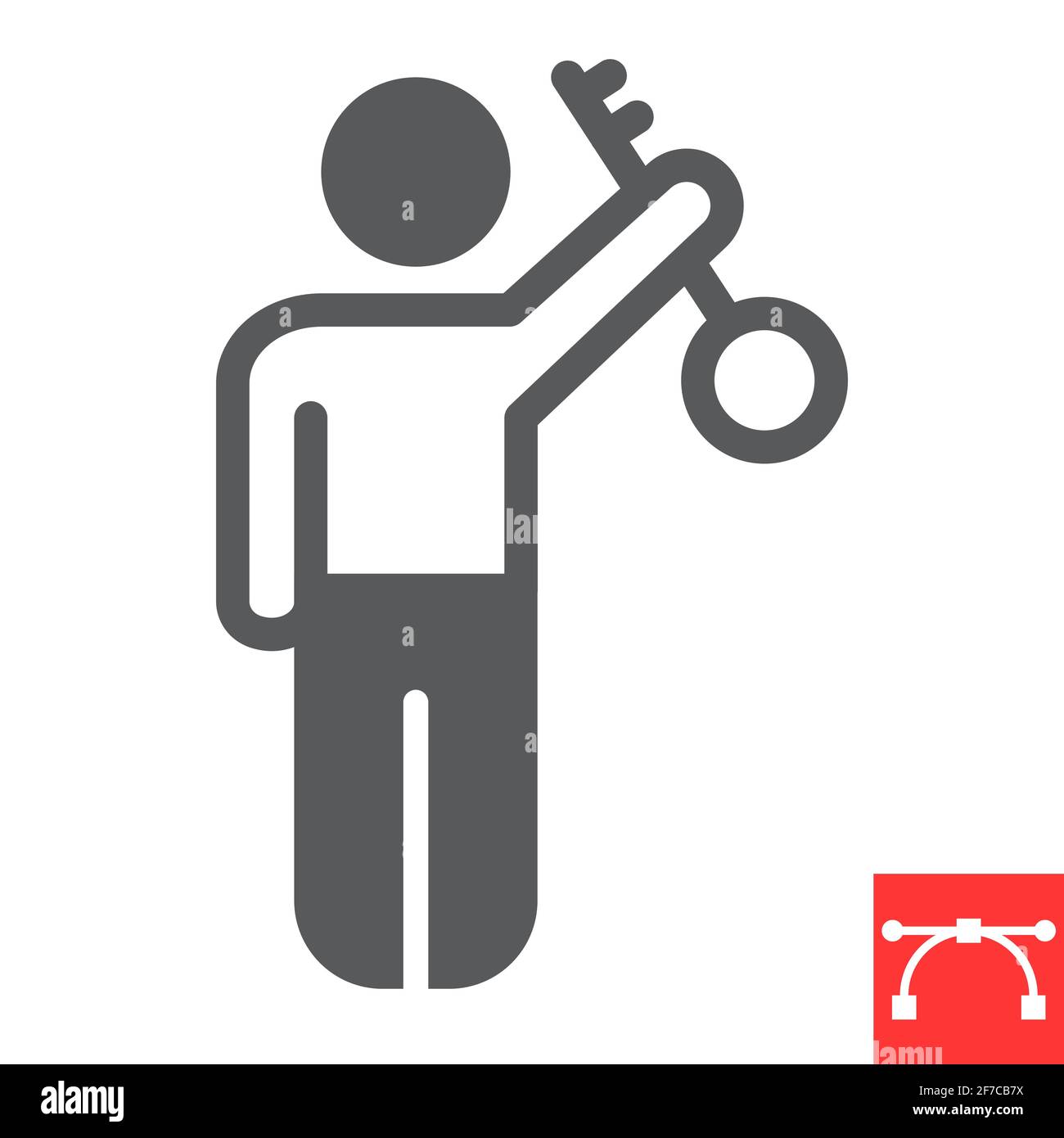 Key employee glyph icon, man holding key and management, key person ...