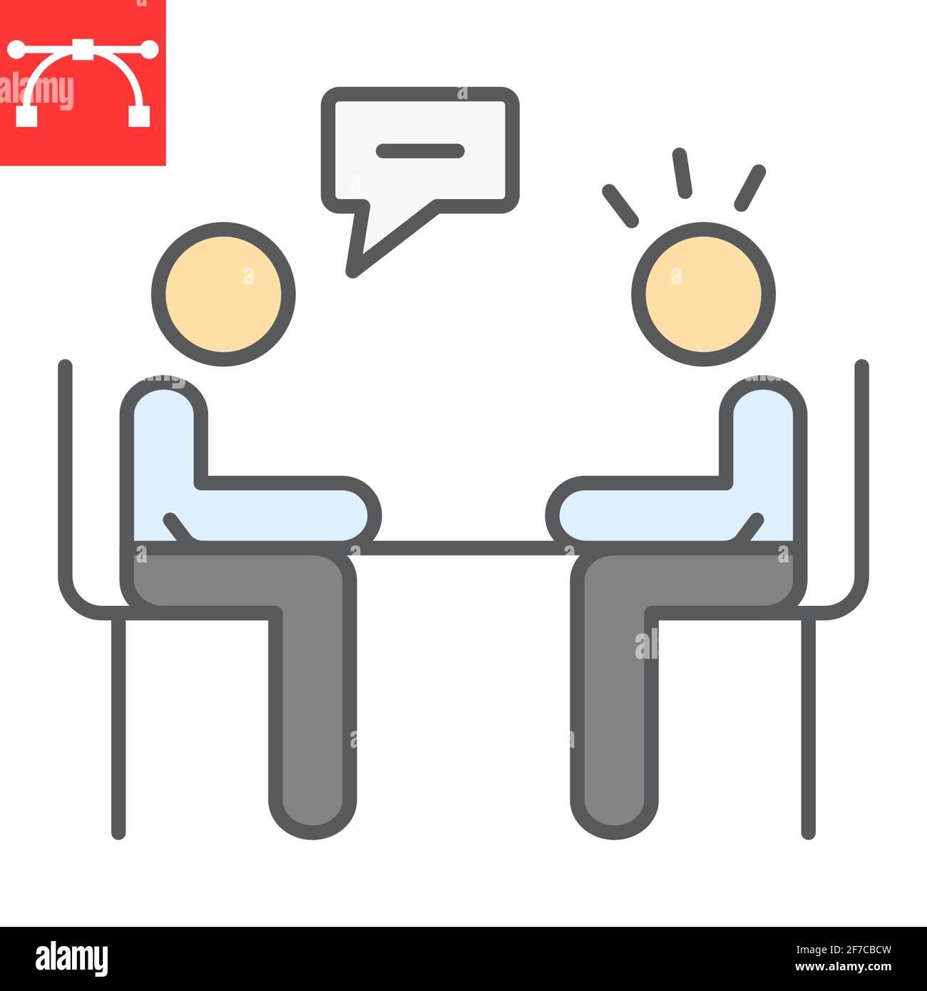 Interview color line icon, discussion and two people talking ...