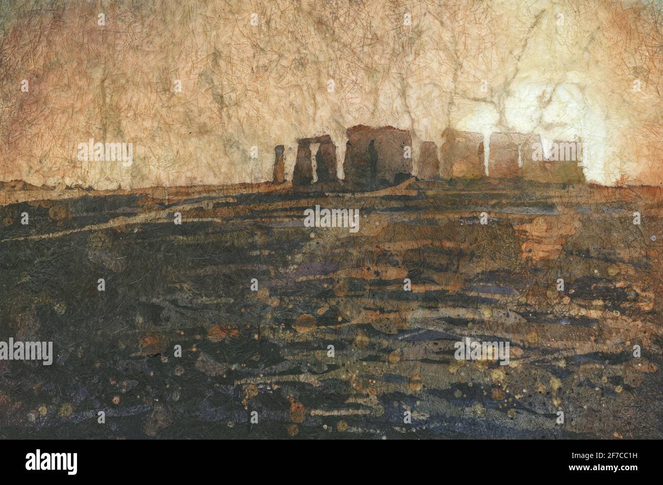 Stonehenge monolithic ruins in the UK countryside at sunset. Stonehenge ...