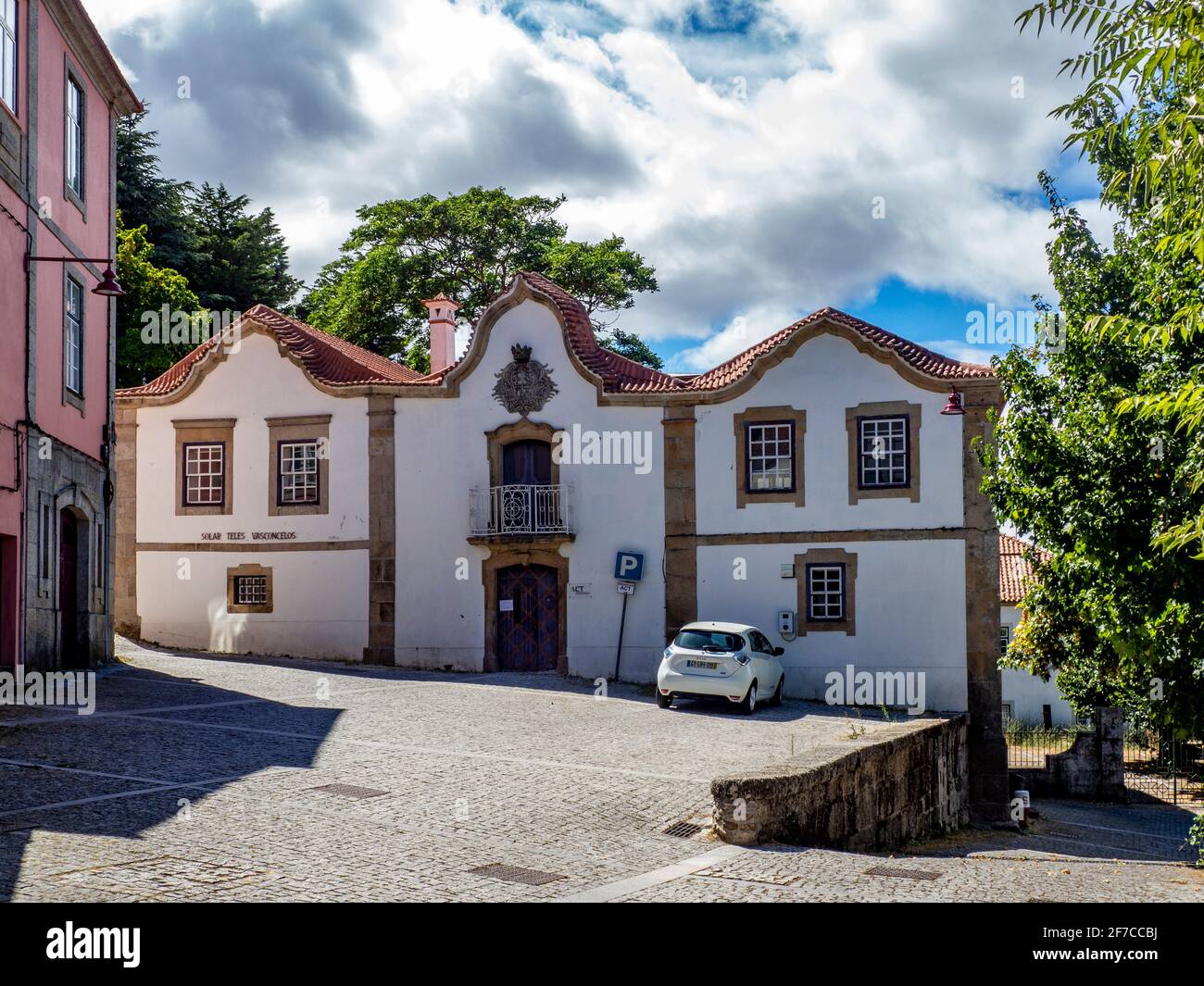 Guarda , Portugal; August 2020: View of one of the manor houses of the ...