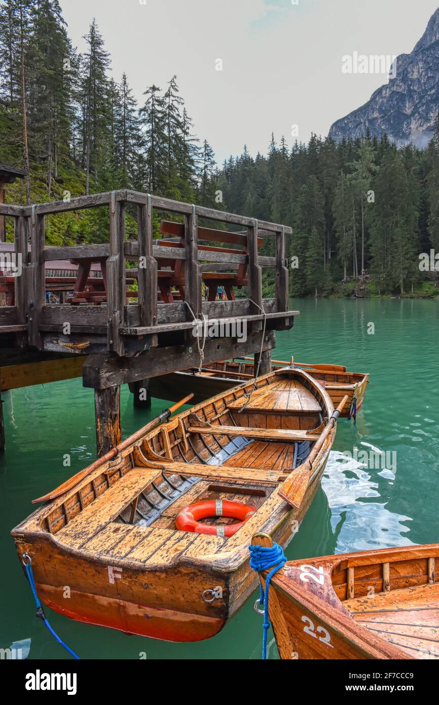See, Pragser Wildsee, Wildsee, Bergsee, Südtirol, Italien, Pragser Tal ...