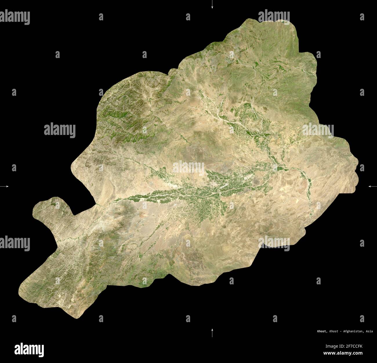 Khost, province of Afghanistan. Sentinel-2 satellite imagery. Shape ...