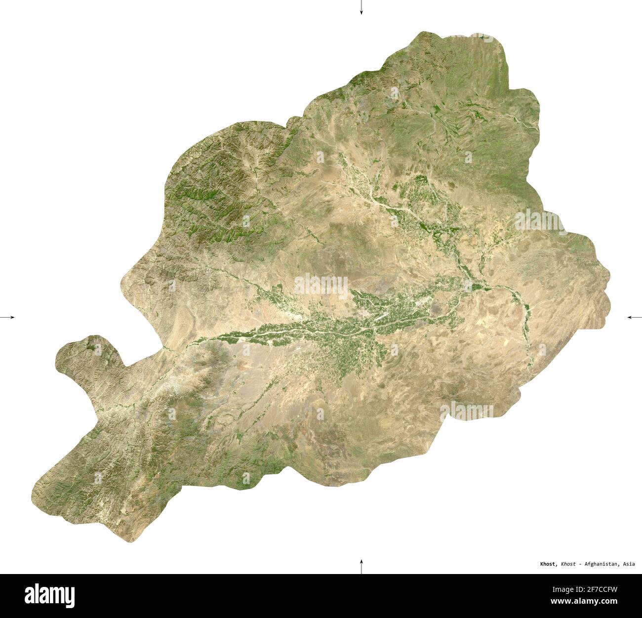 Khost, province of Afghanistan. Sentinel-2 satellite imagery. Shape ...
