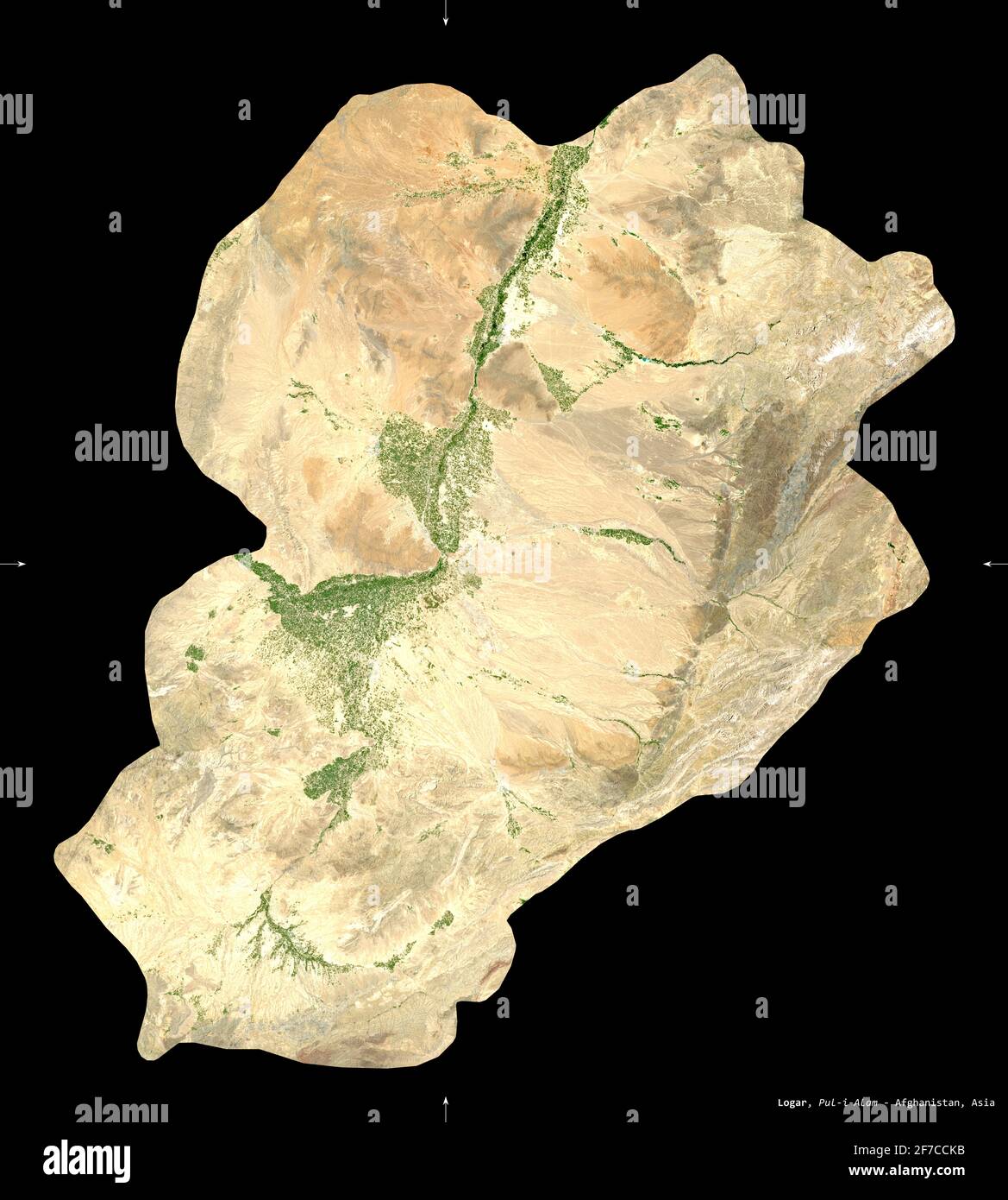 Logar, province of Afghanistan. Sentinel-2 satellite imagery. Shape ...